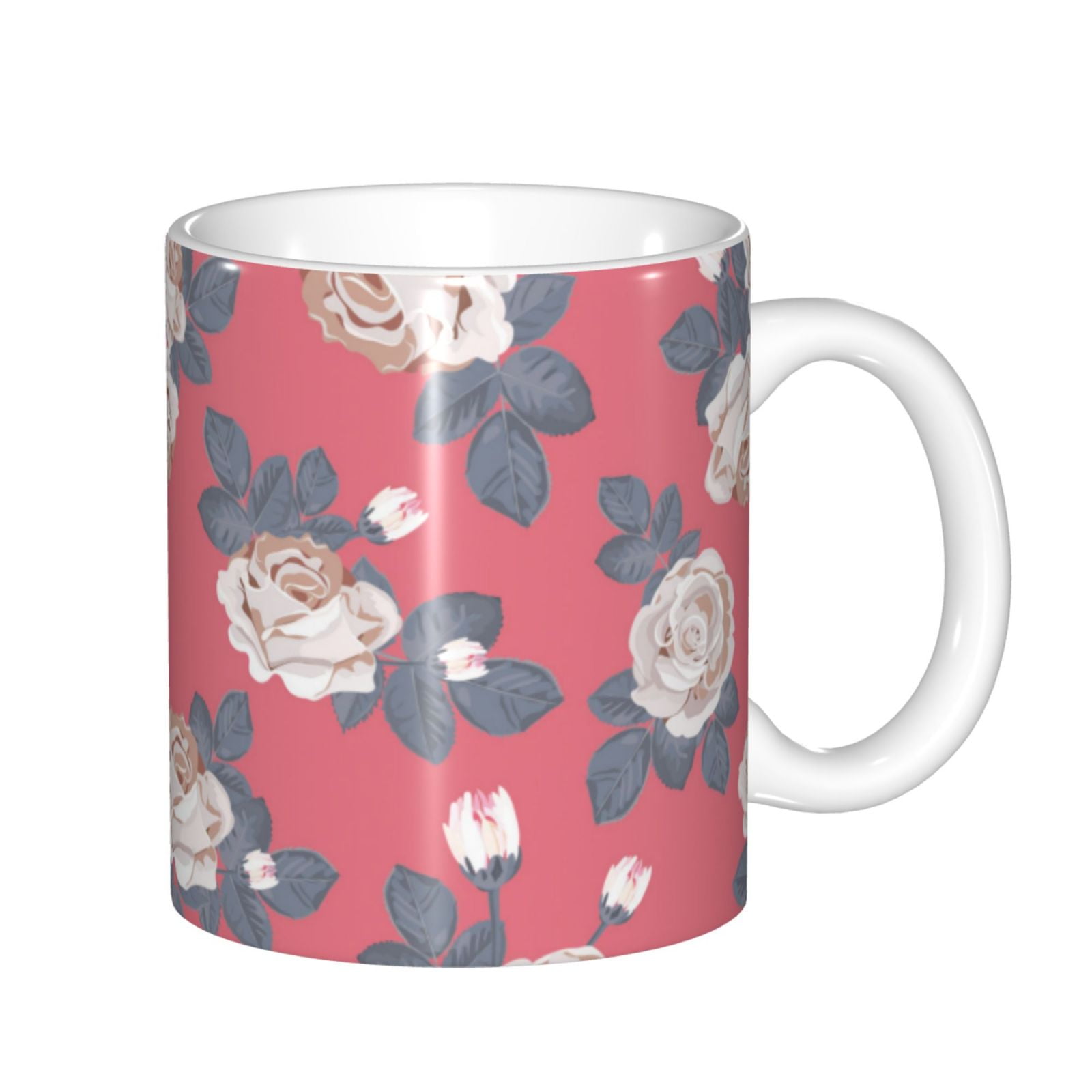 Disketp Rose Flowers Large Coffee Mug with Handle Tea Cup Novelty ...