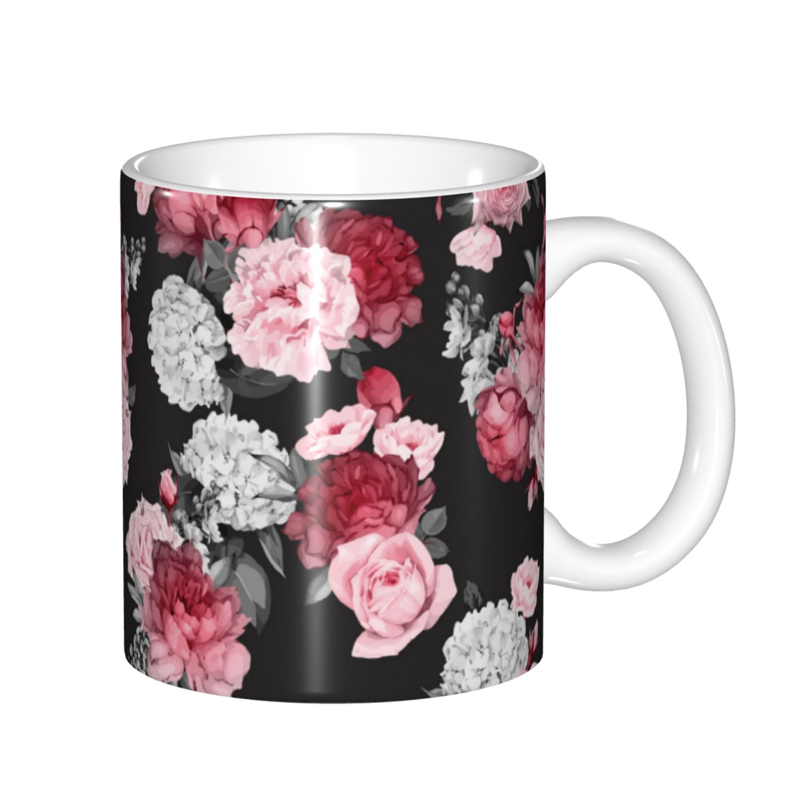 Disketp Rose Flowers Large Coffee Mug with Handle Tea Cup Novelty ...