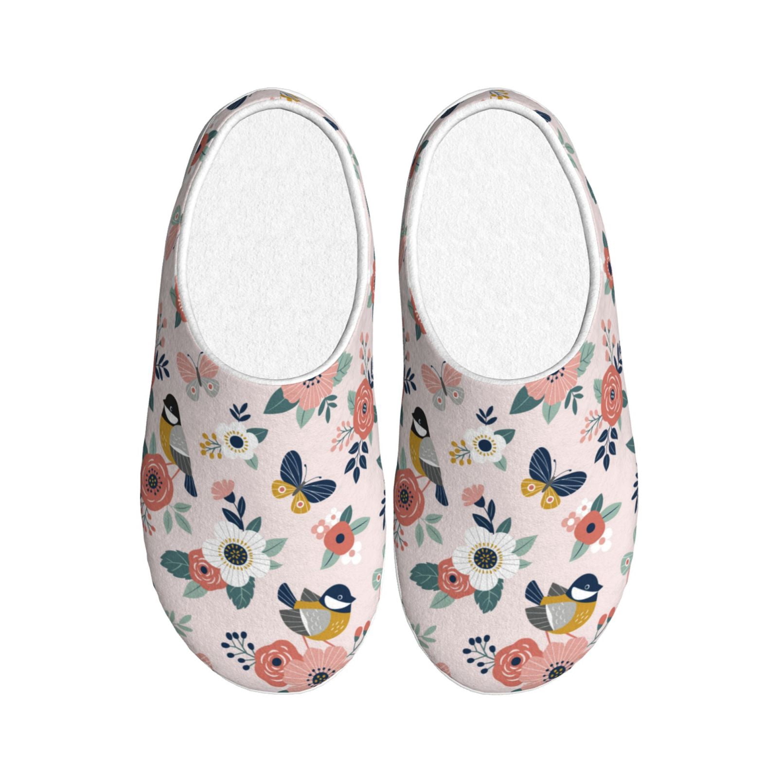 Disketp Rose Flowers Women's Men's Slippers Plush Slip-On House Slipper ...