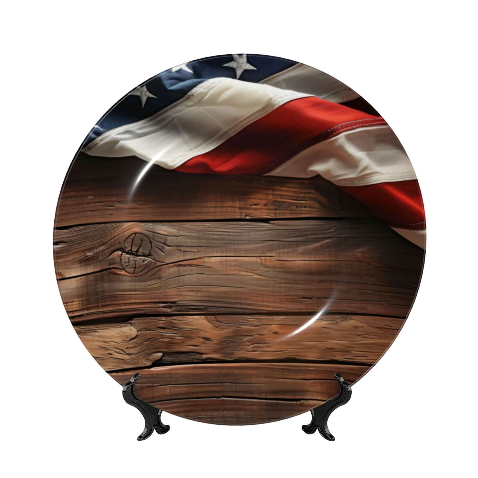 Disketp Rustic American Flag Wood Ceramic Plate Dinner Plates Bone ...