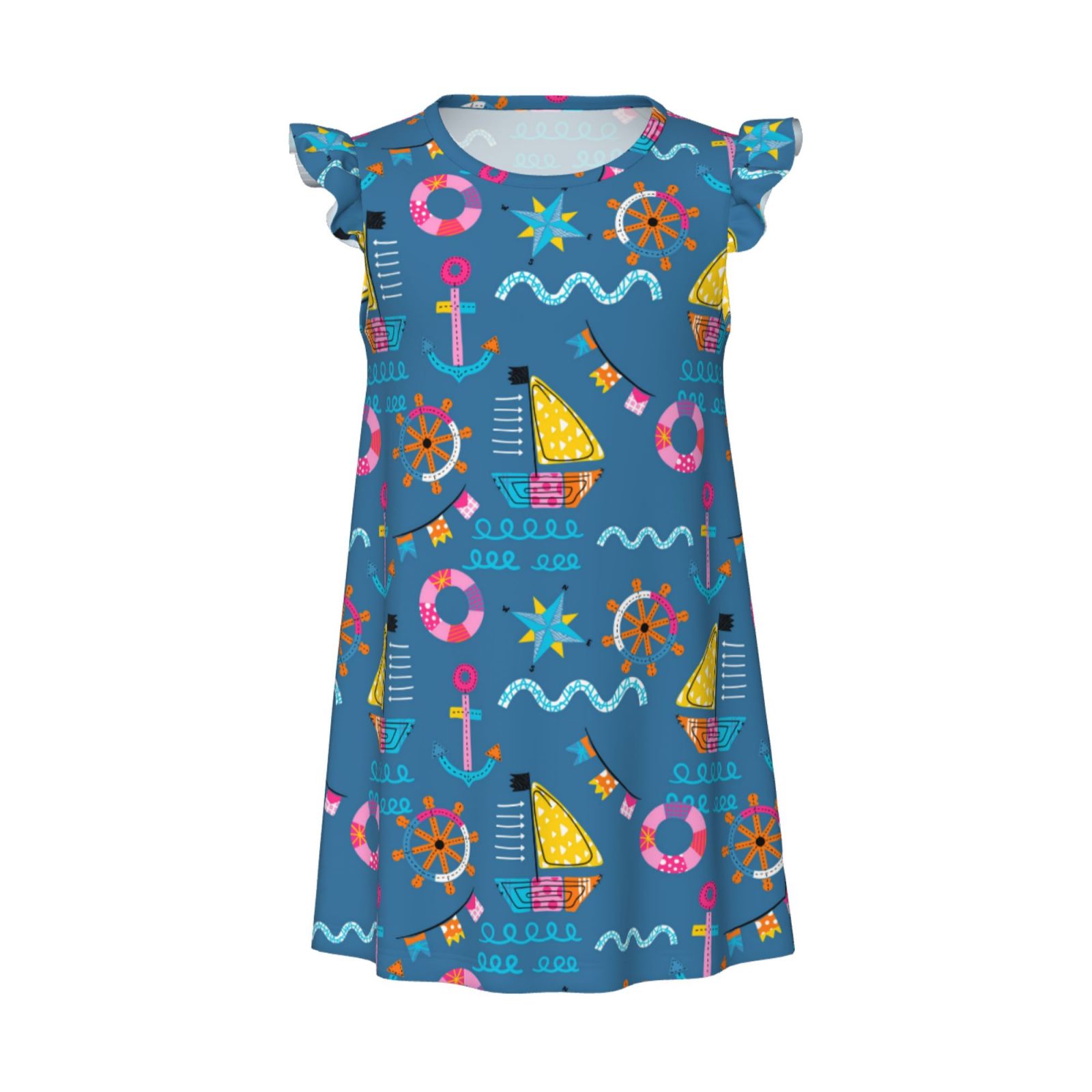Disketp Sailboat With Sailing Print Girls Nightgowns 3-10 Years Flutter ...