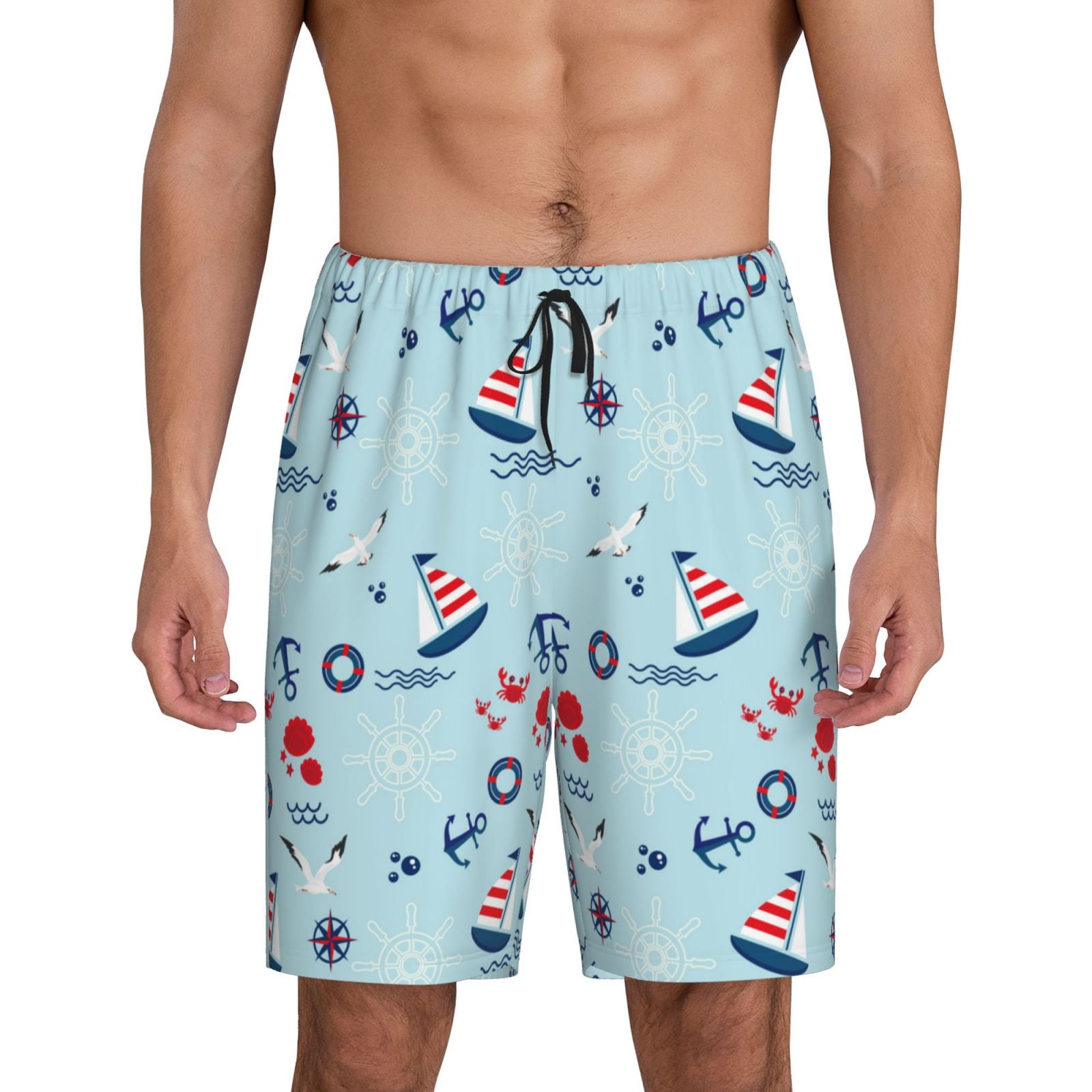 Disketp Sailboats Anchors for Men's Soft Sleep Pajama Shorts ...