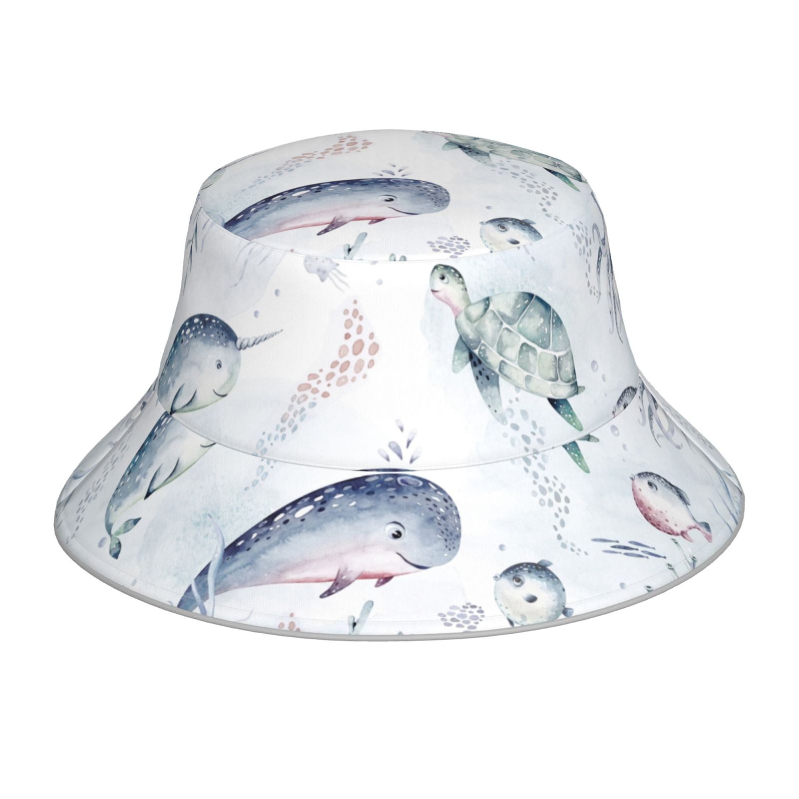 Disketp Sea Animals Print Reflective Bucket Hat Beach Hat Summer Travel ...
