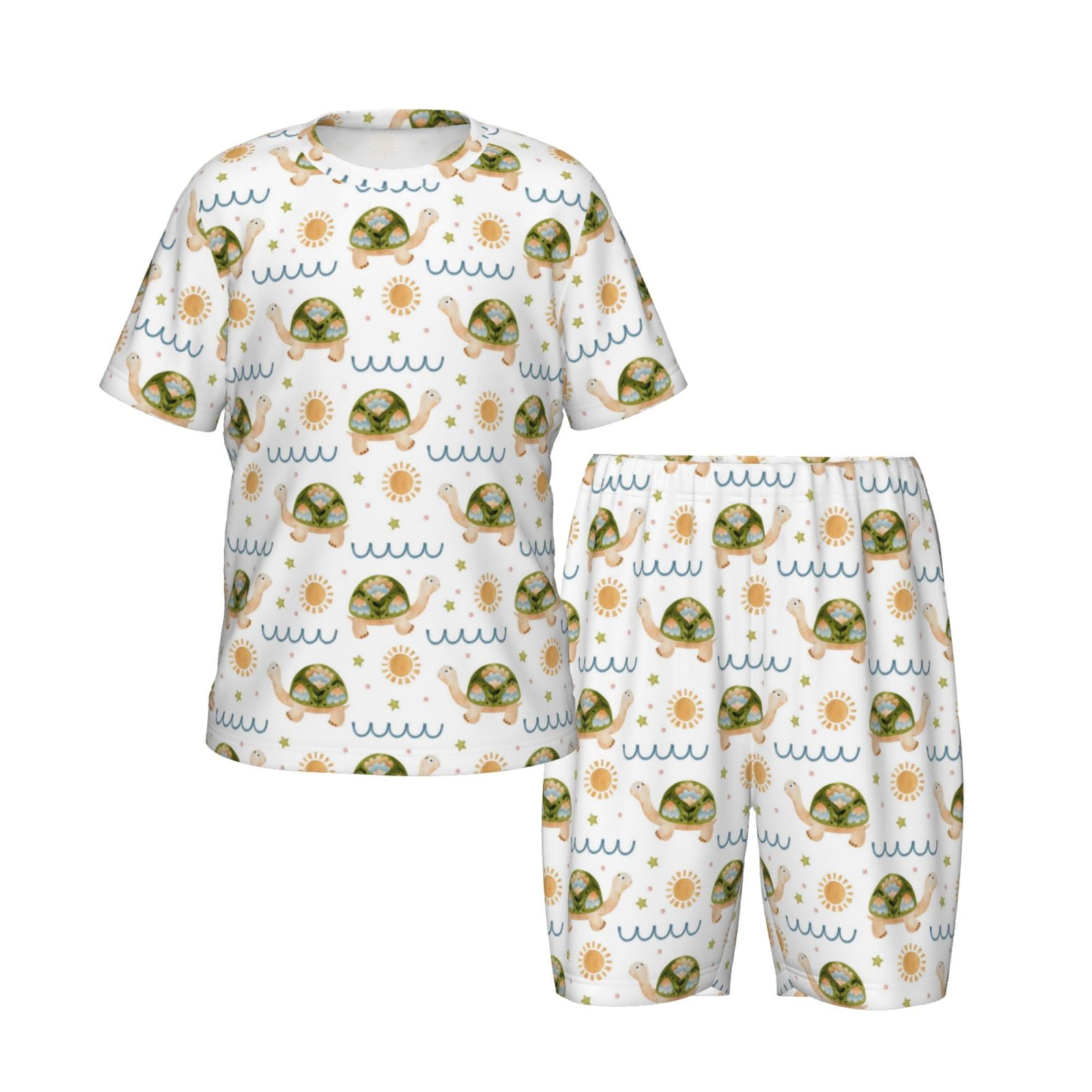 Disketp Sea Turtle Basking in the Sun for Kids Short Sleeve Pajamas ...