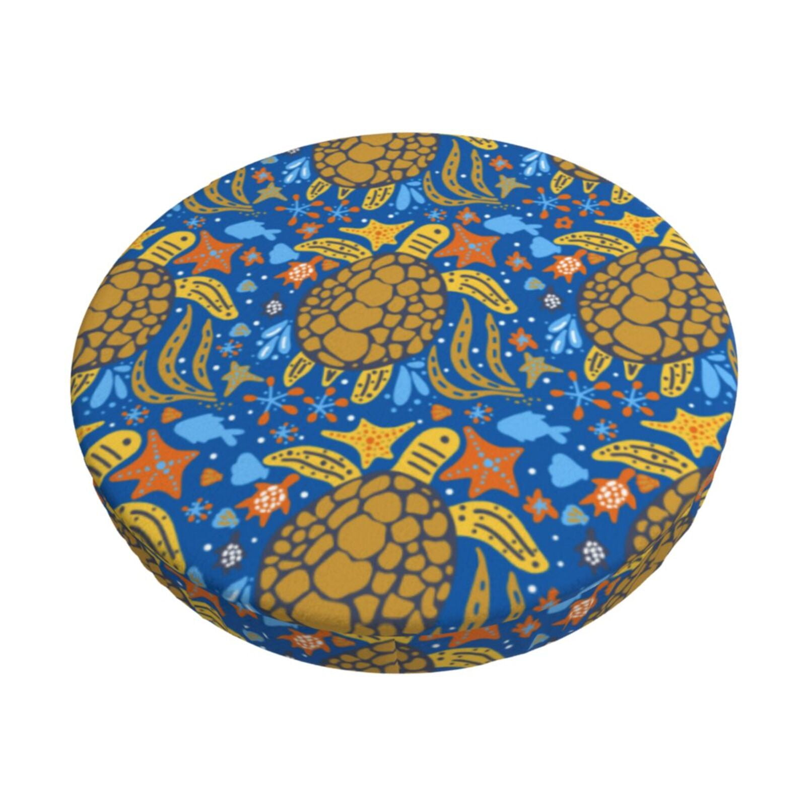 Disketp Sea Turtle Stool Covers Round, Super Soft Round Bar Stool ...
