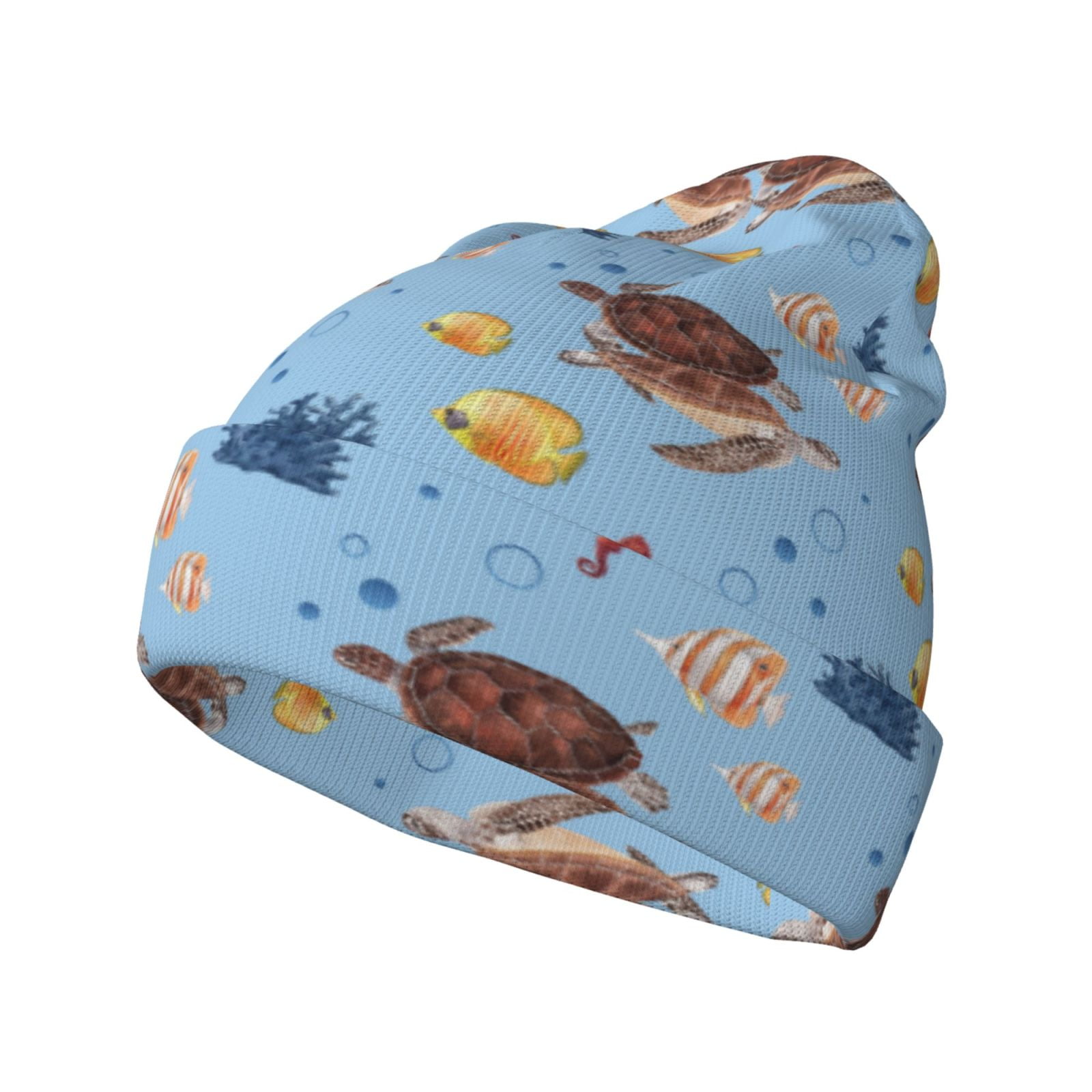 Disketp Sea Turtle Winter Beanie for Men Women Beanie Knit Hat Cuffed ...