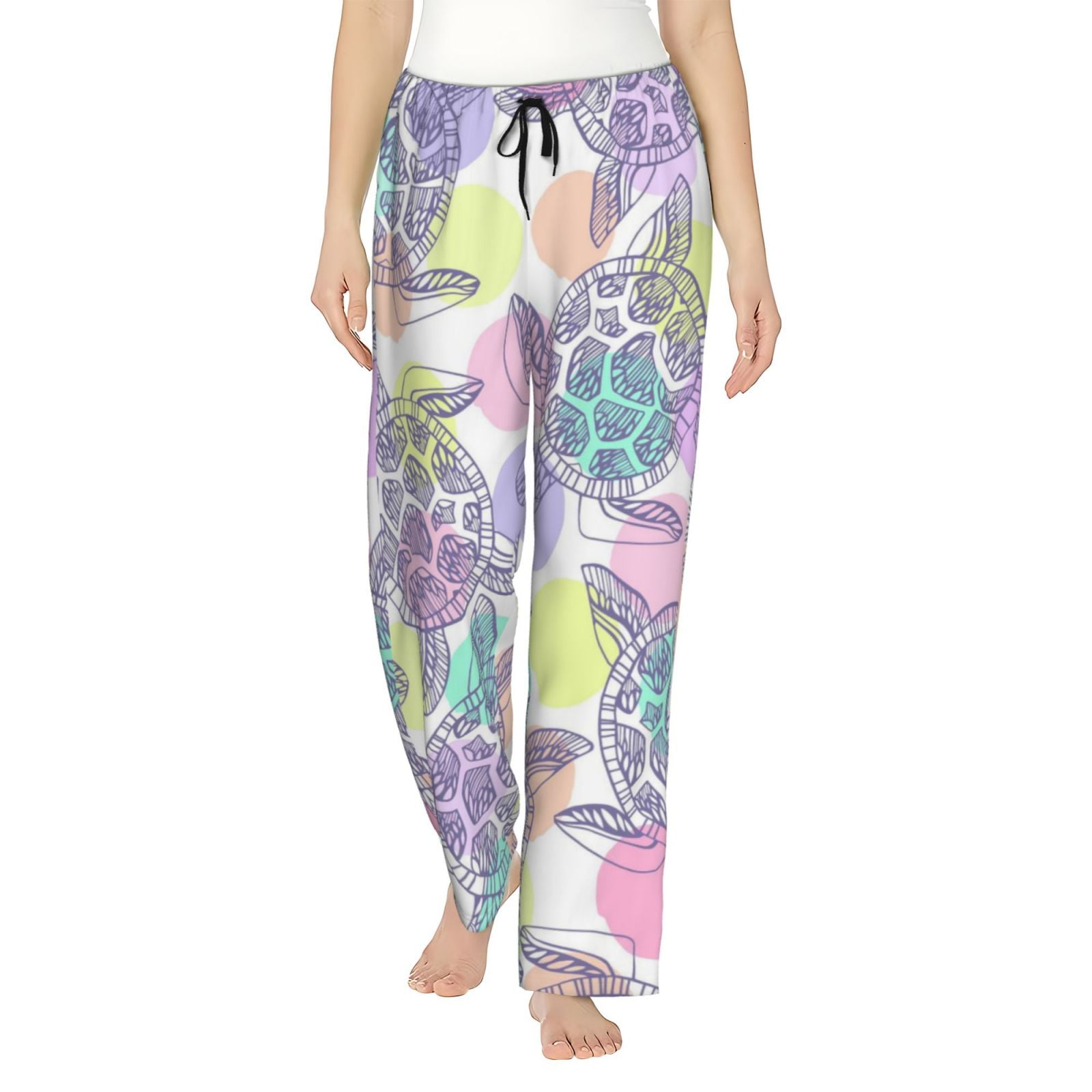 Disketp Sea Turtles Print Women'S Comfy Pajama Pants Casual Drawstring ...