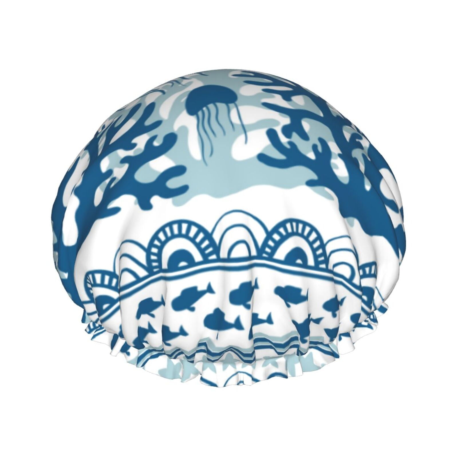 Disketp Sea Underwater Jellyfish Shower Caps,Reusable Shower Cap For ...