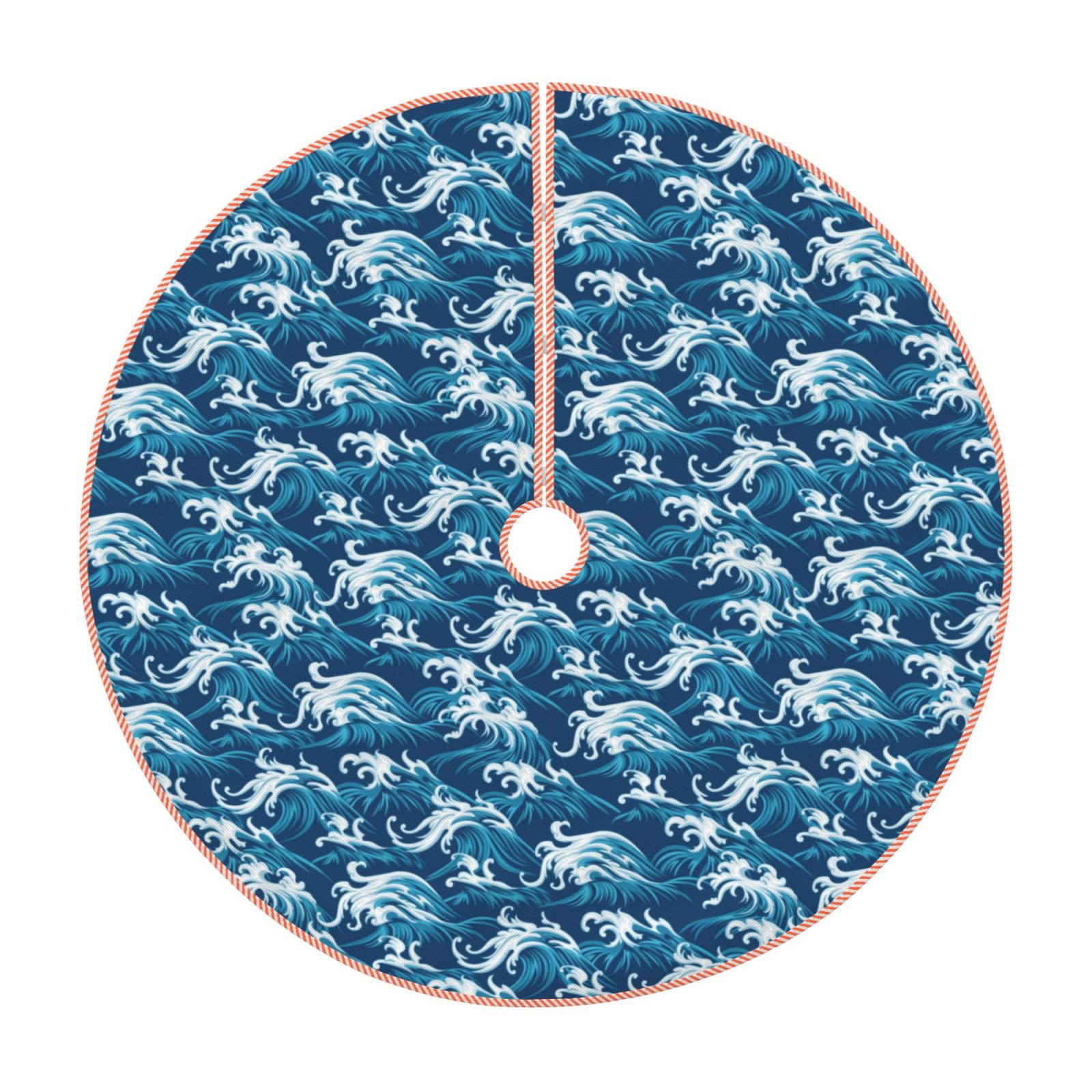 Disketp Sea Water Wave Christmas Tree Skirt, Christmas Tree Decorations ...