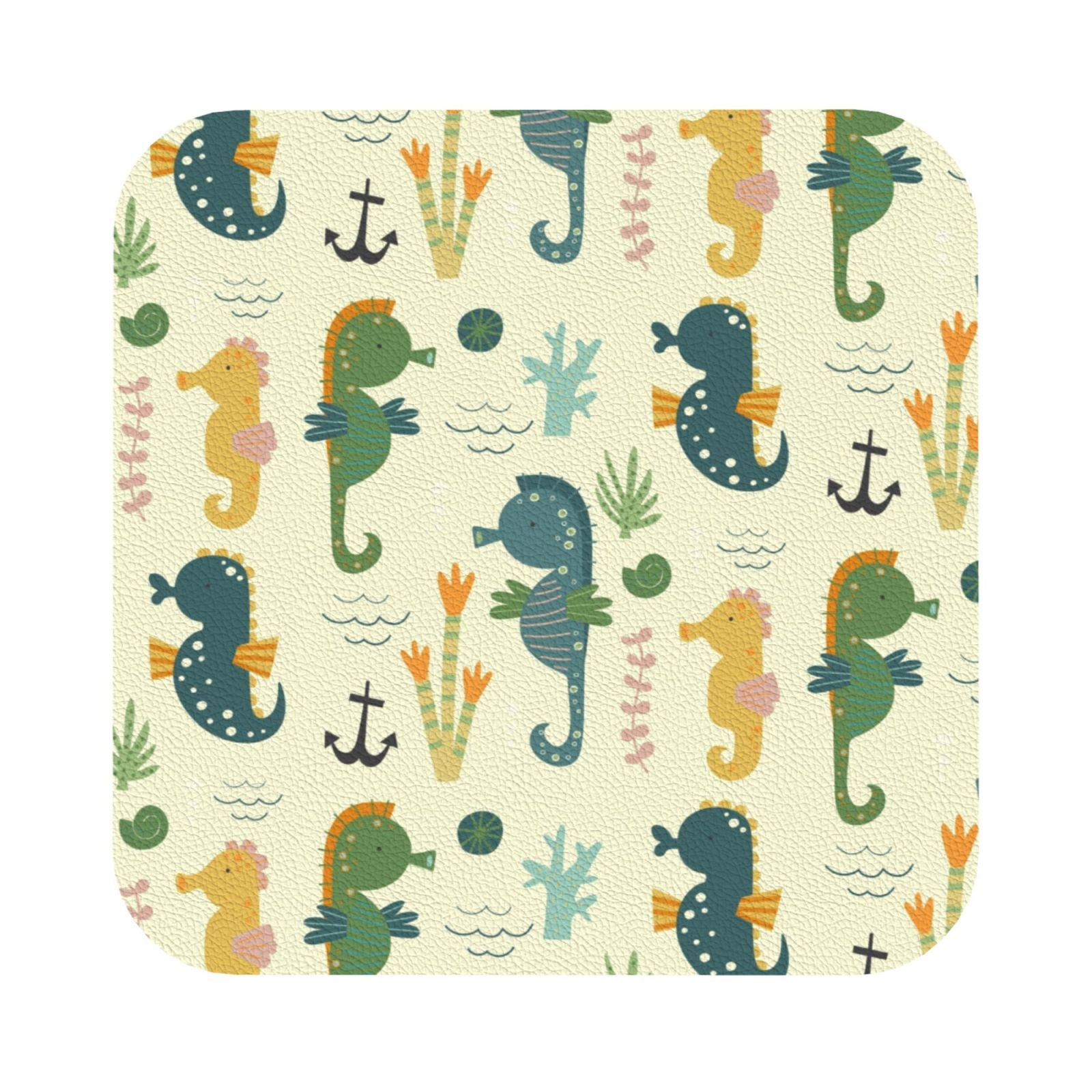 Disketp Seahorse Funny Coasters,6 Pcs Leather Coasters With Holder ...