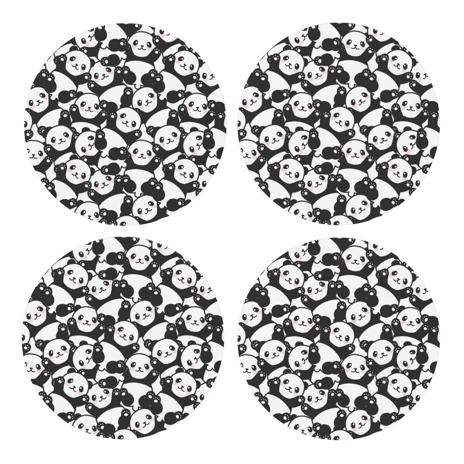 Disketp Seamless Pattern Cute Panda MDF Cork Coaster 4 Pcs - Absorbent ...