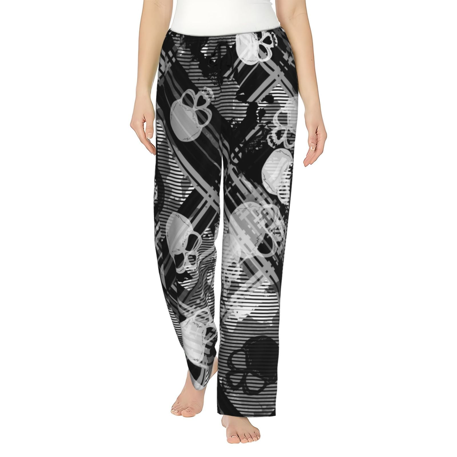 Disketp Seamless Pattern With Skulls Print Women'S Comfy Pajama Pants ...
