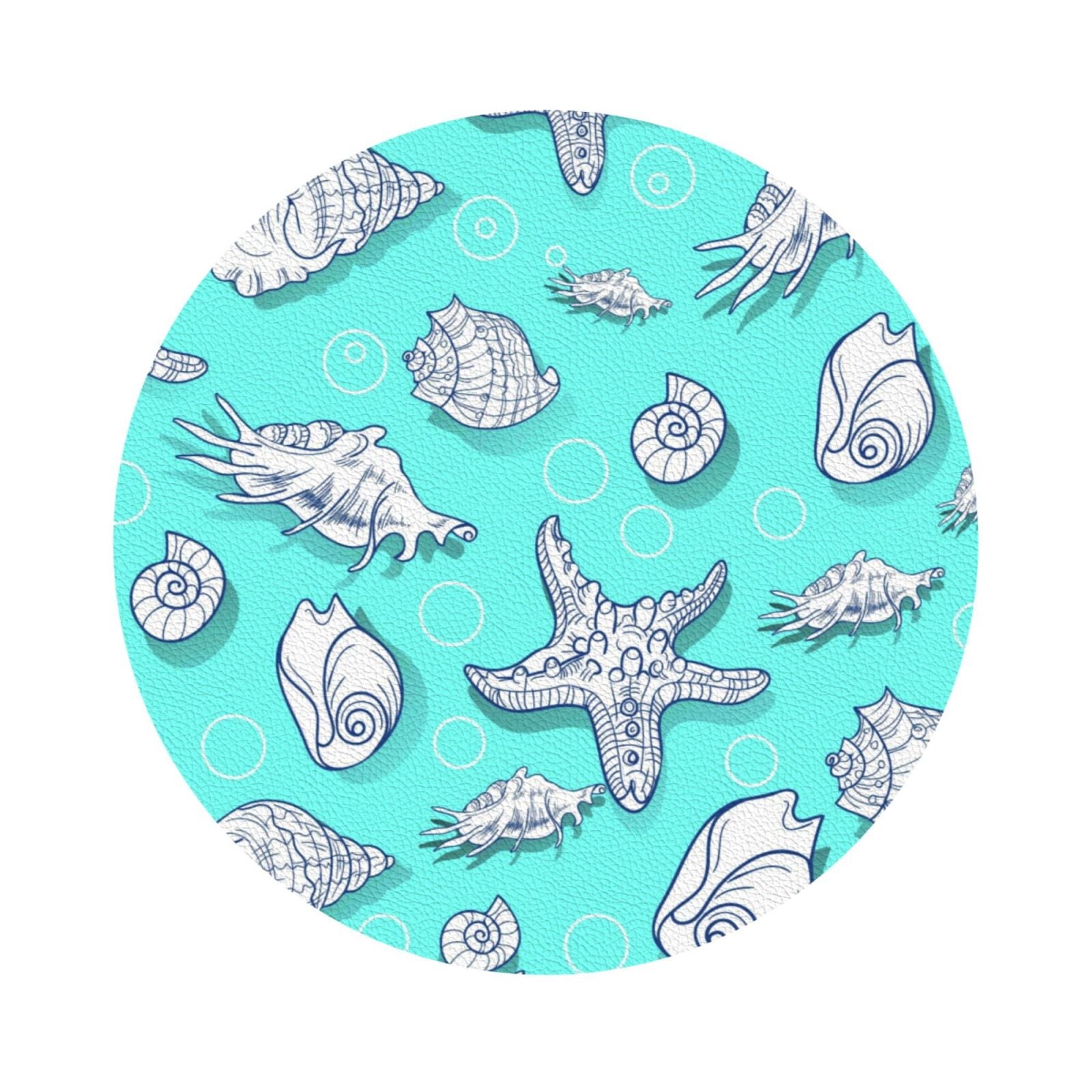 Disketp Seashell And Starfish Funny Coasters,6 Pcs Leather Coasters ...