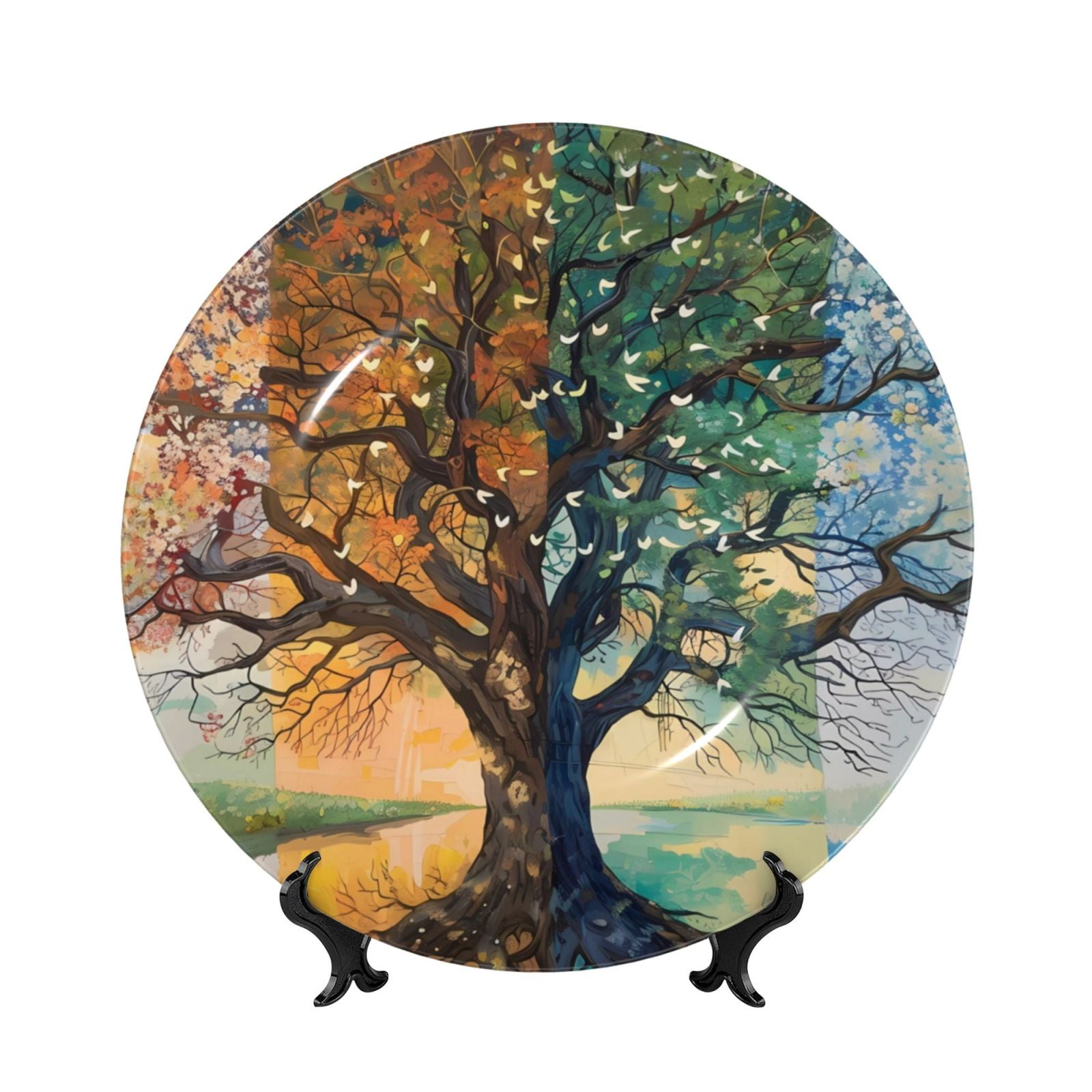 Disketp Seasonal Tree Reflection Ceramic Plate Dinner Plates Bone China ...