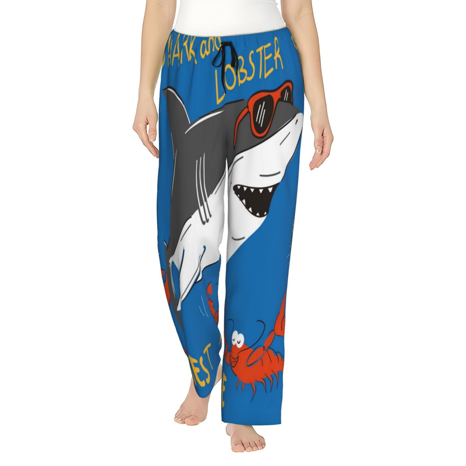 Disketp Shark With Sunglasses And Lobste Print Women'S Comfy Pajama ...