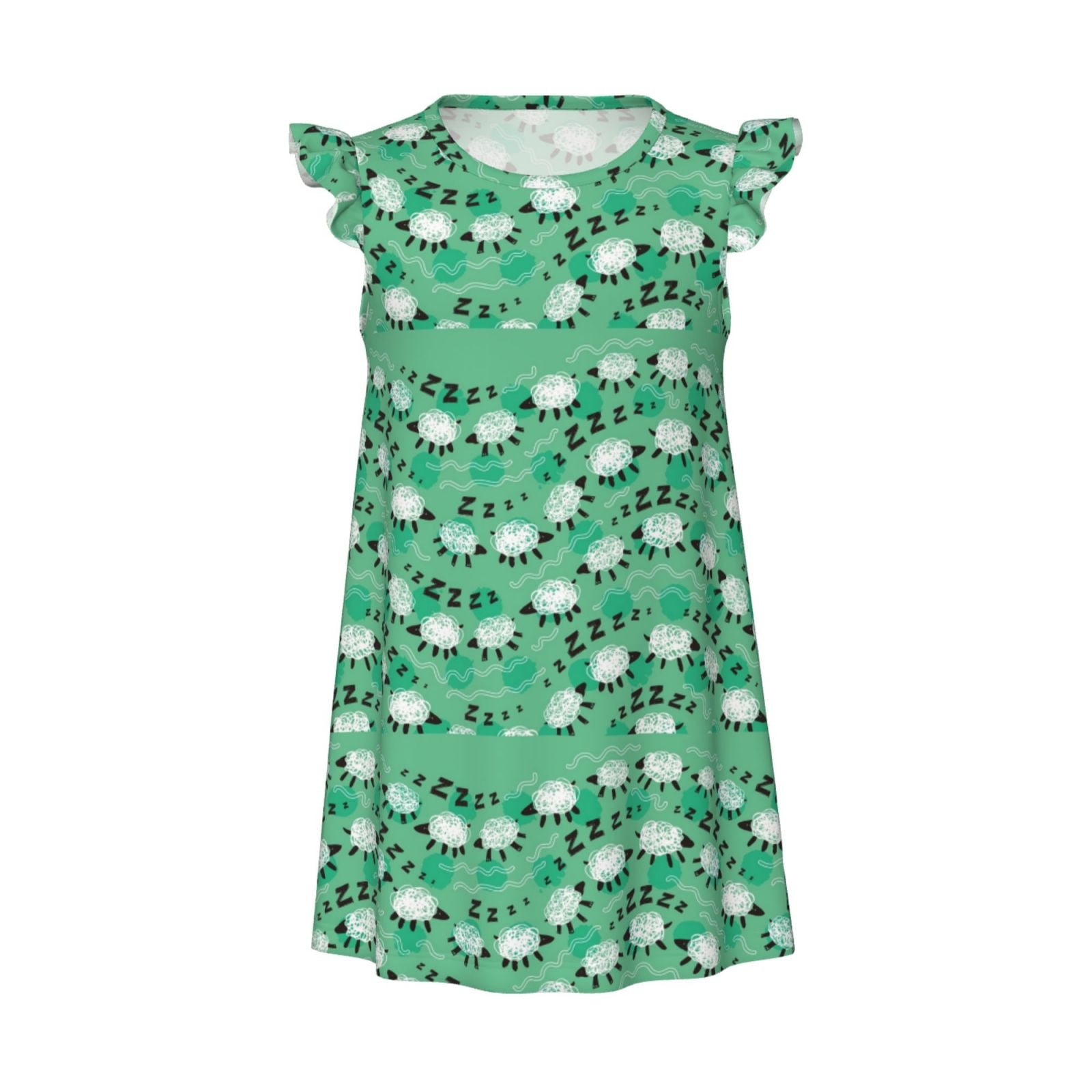 Disketp Sheep Zzz Print Girls Nightgowns 3-10 Years Flutter Short ...