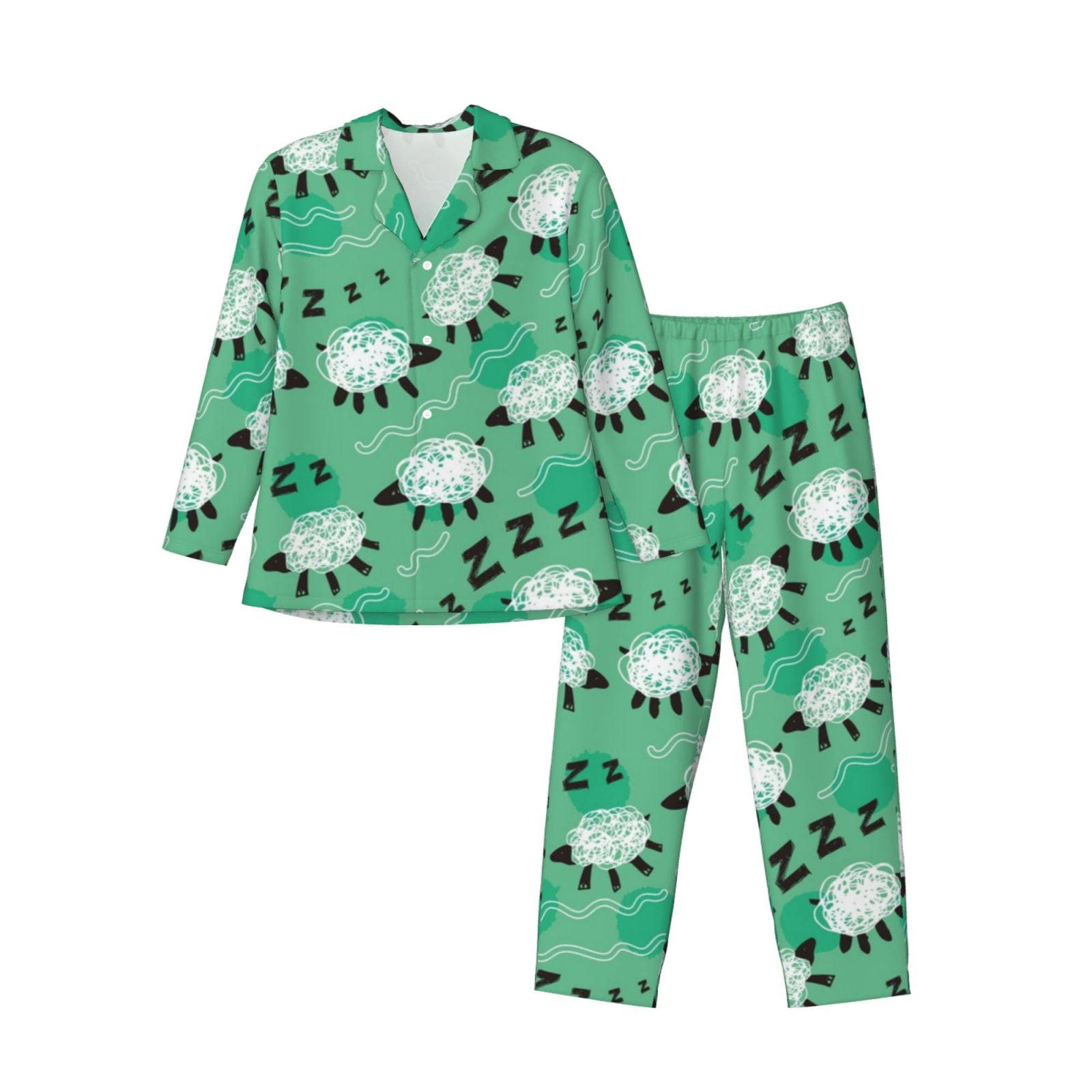 Disketp Sheep Zzz for Pajamas Set Long Sleeve Sleepwear Mens Button ...