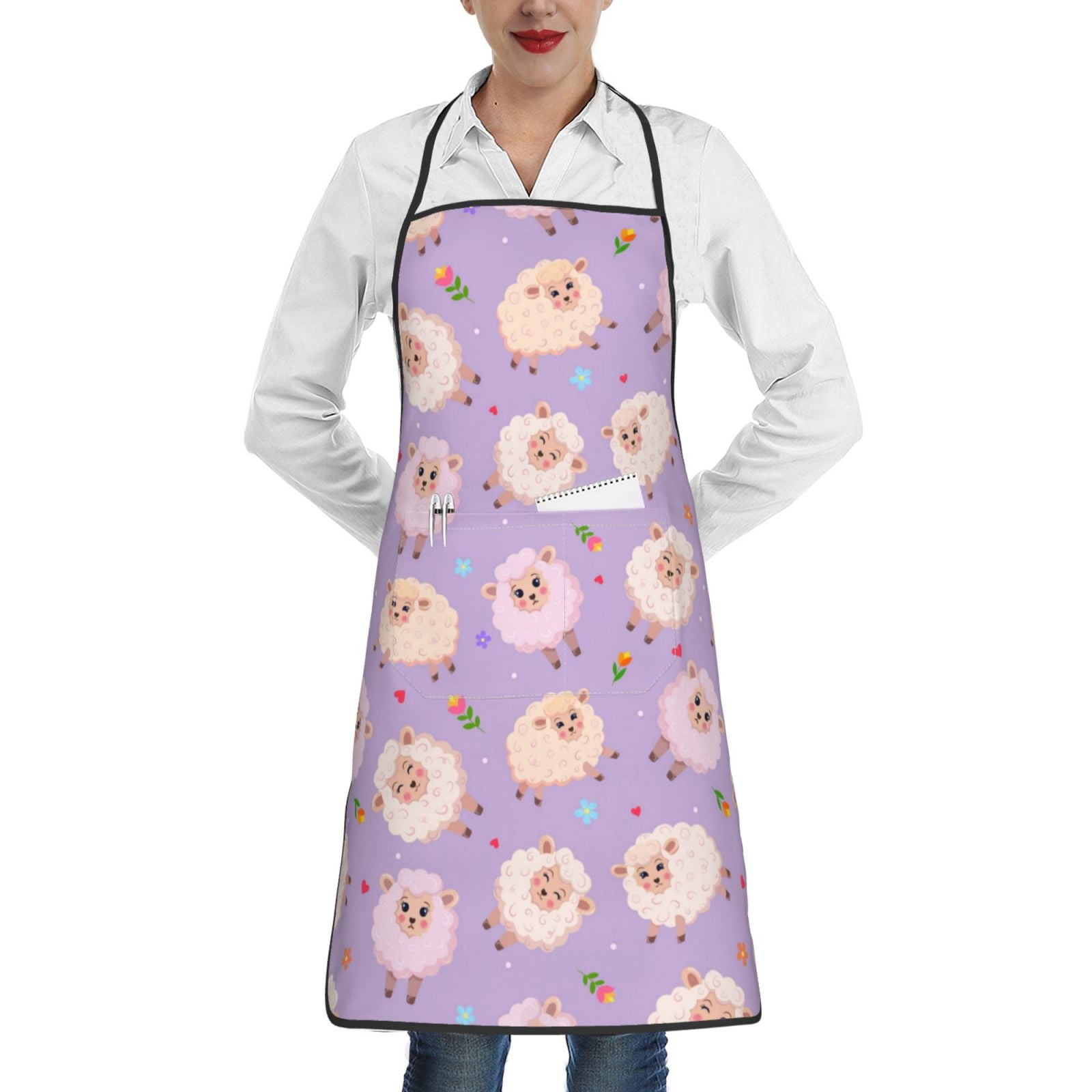 Disketp Sheeps Kitchen Apron with adjustable Aprons for Women with ...