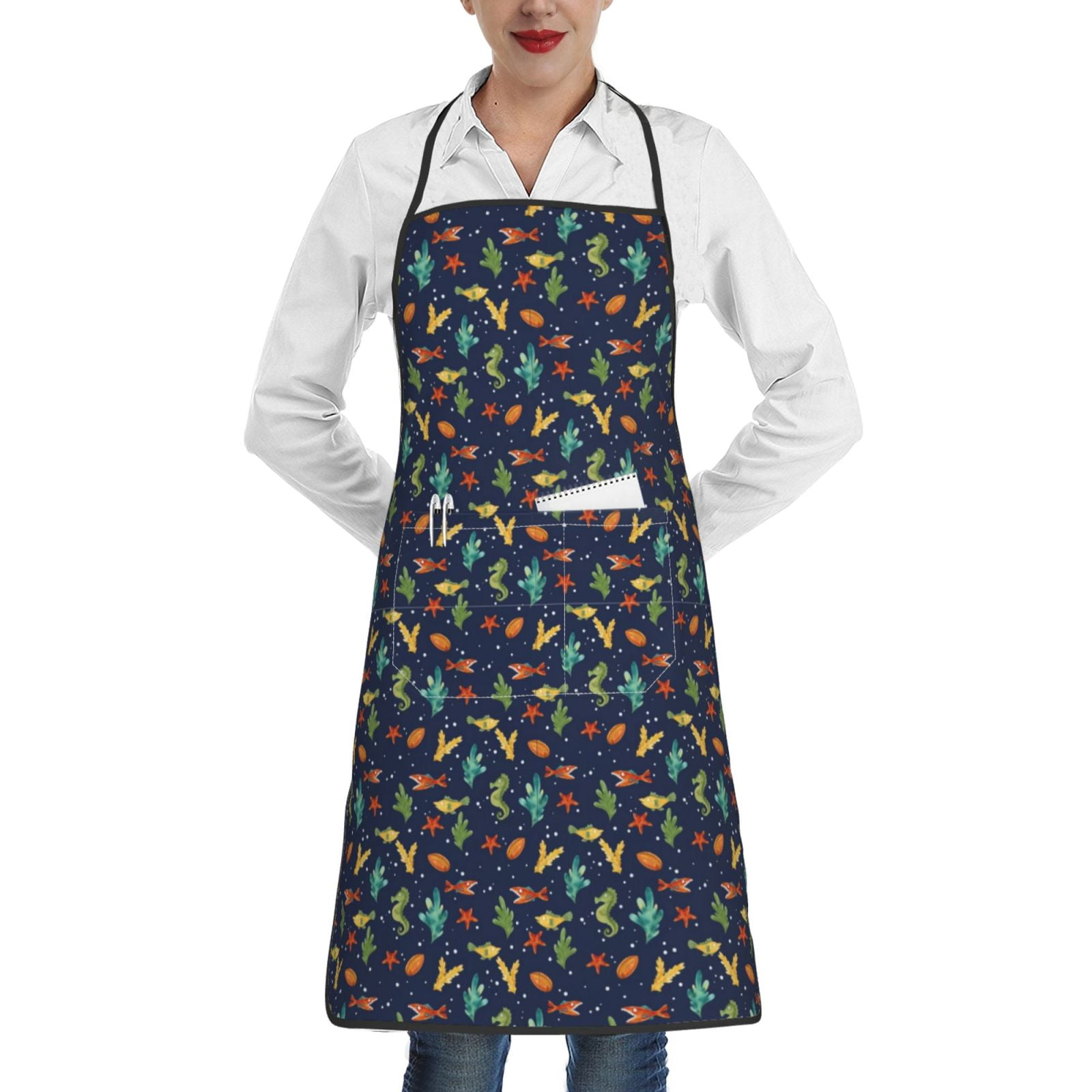 Disketp Shells and Seaweed Kitchen Apron with adjustable Aprons for ...
