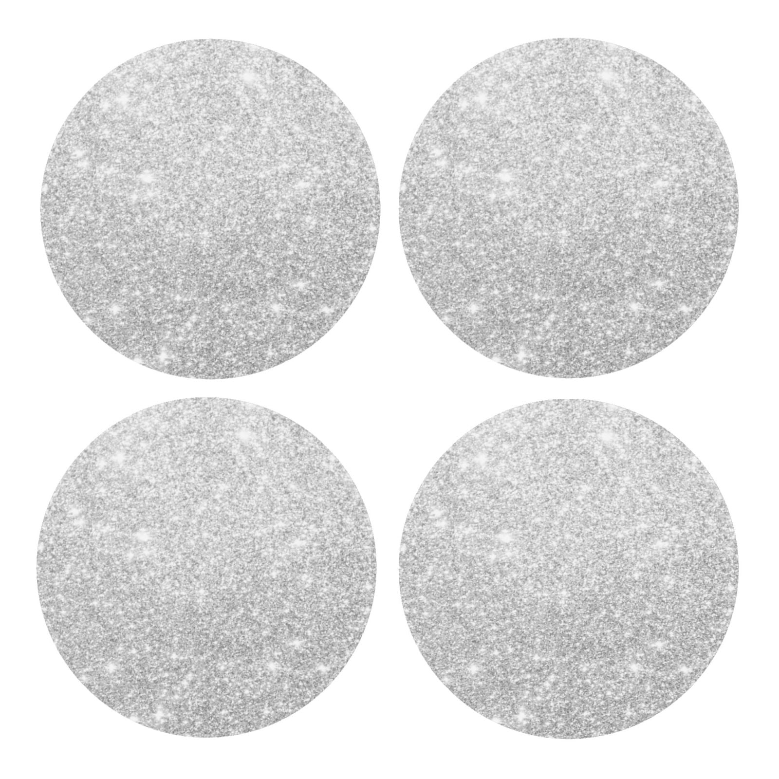 Disketp Silver Glitter MDF Cork Coaster 4 Pcs - Absorbent Beverage ...