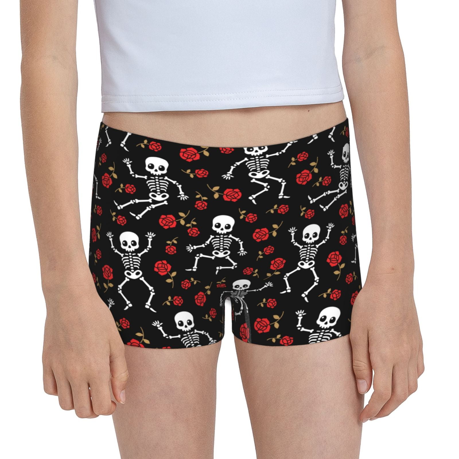 Disketp Skeleton with Roses Girls Cotton Underwear Soft Shorts Kids ...