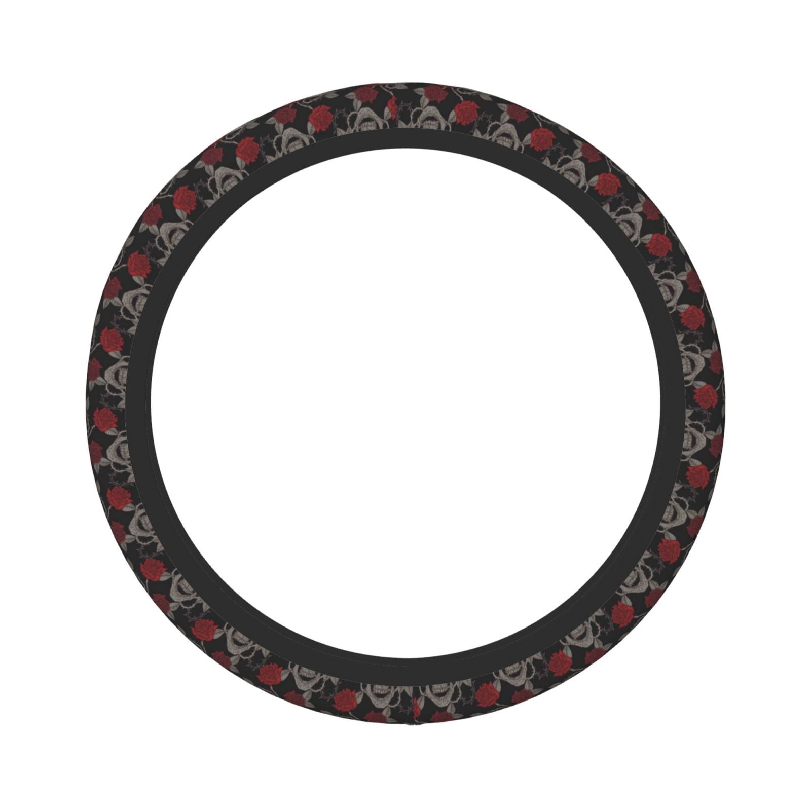 Disketp Skull and Red Roses Elastic Microfiber Steering Wheel Cover for ...