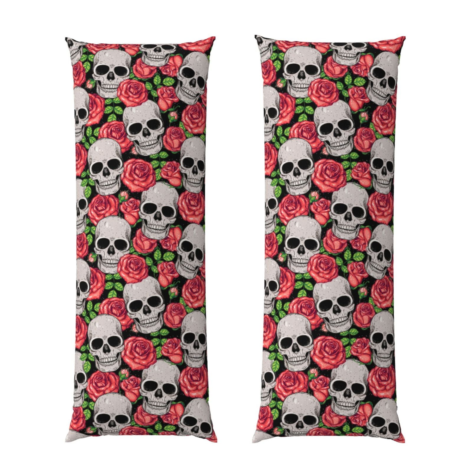 Disketp Skull and Roses Print Body Pillow Cover - Super Soft 20x54 Body ...