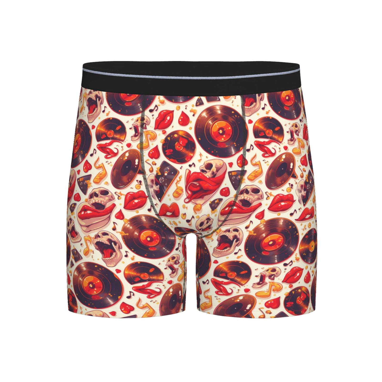 Disketp Skull rock record music heart Men's Boxer Briefs Men’s ...