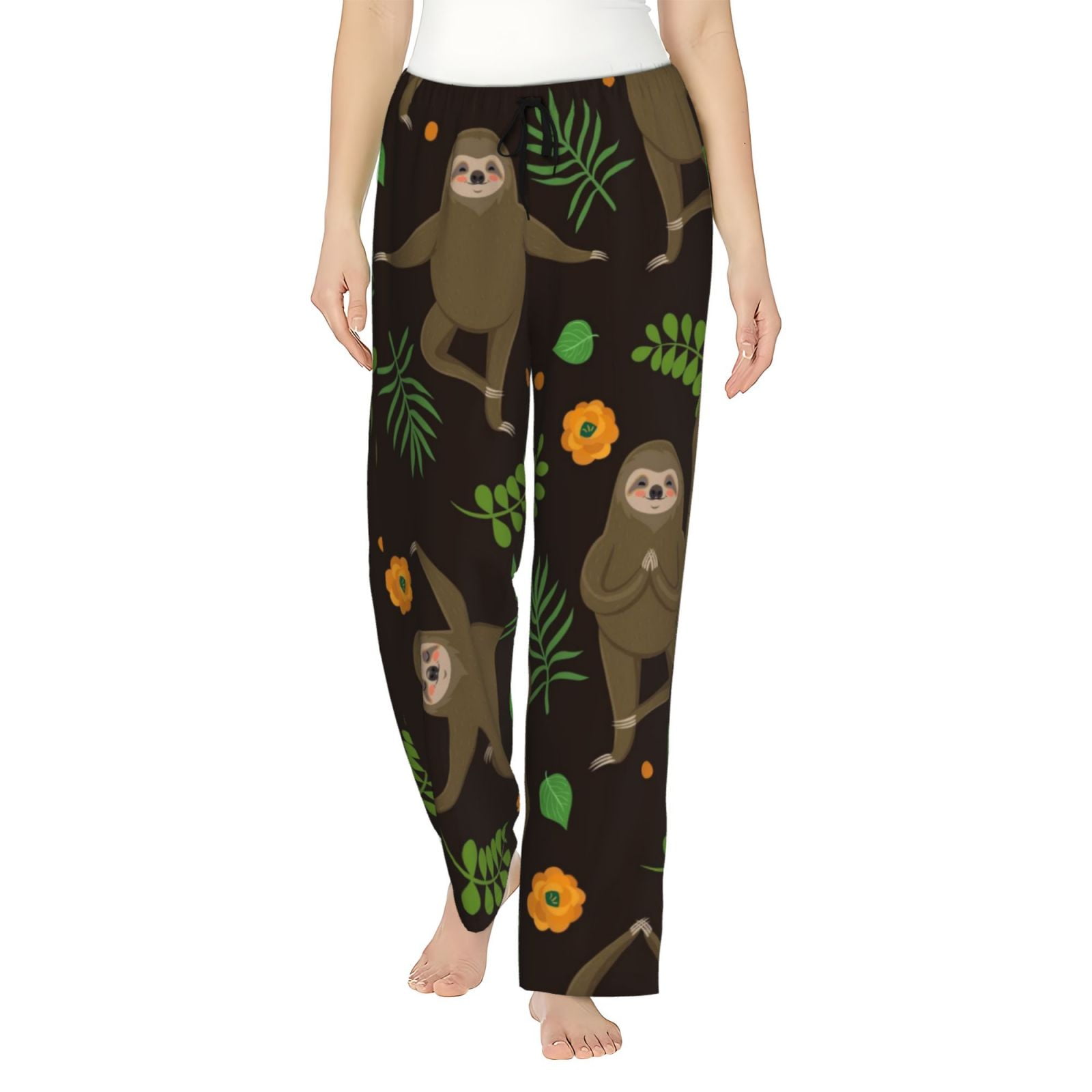 Disketp Sloth Doing Yoga Print Women'S Comfy Pajama Pants Casual ...
