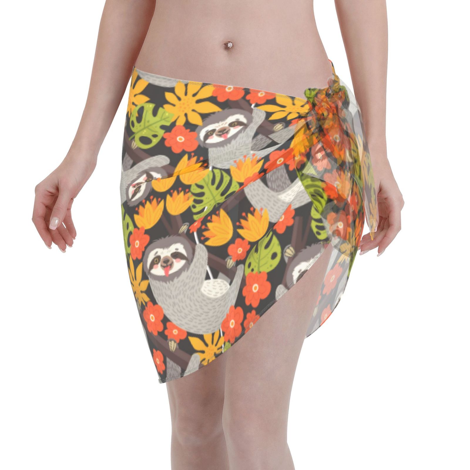 Disketp Sloth On The Branch Women Swimsuit Cover Up Short Chiffon ...