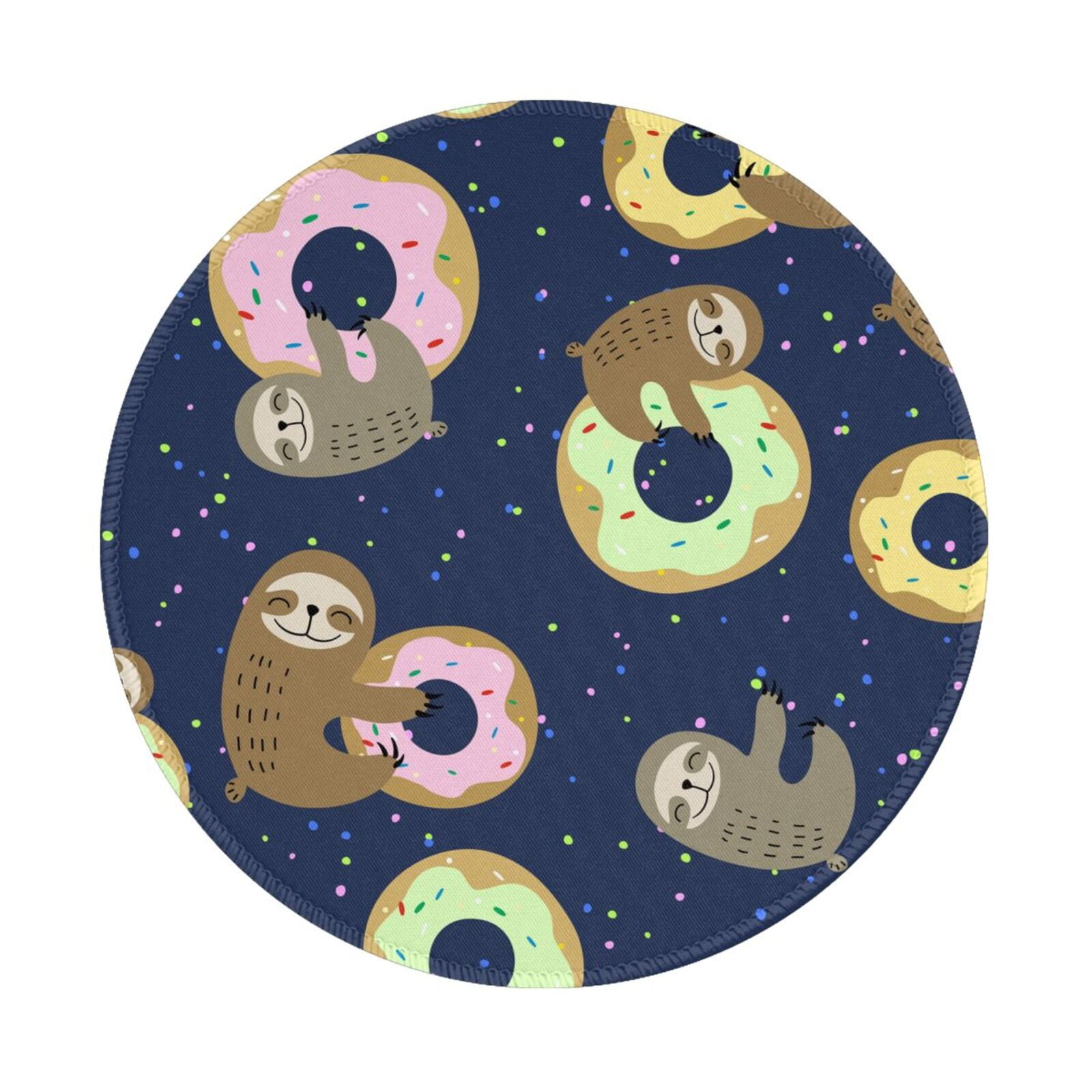 Disketp Sloth With Donuts Small Mouse Pad 7.9x7.9 Inches,Washable Round ...