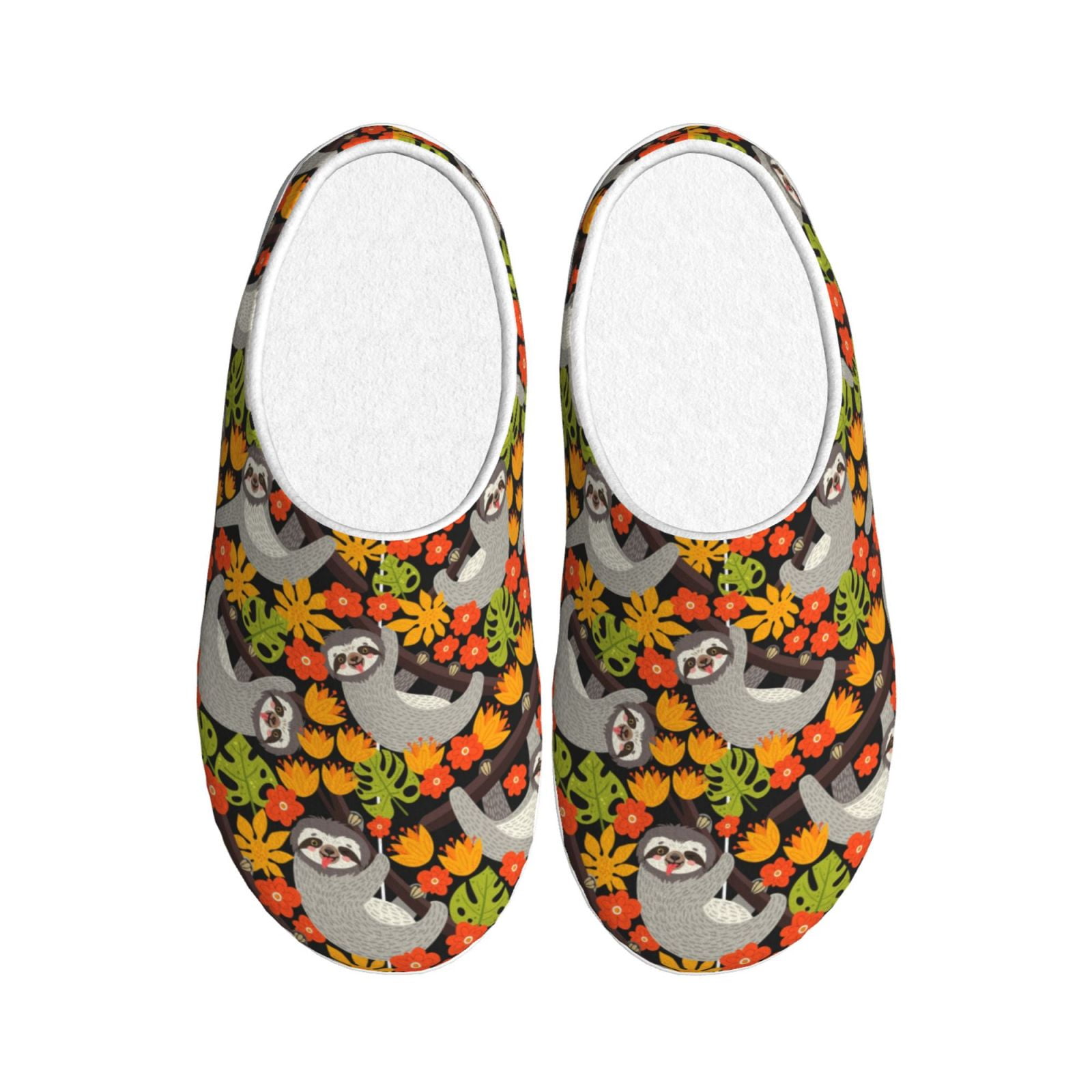 Disketp Sloth on the Branch Women's Men's Slippers Plush Slip-On House ...