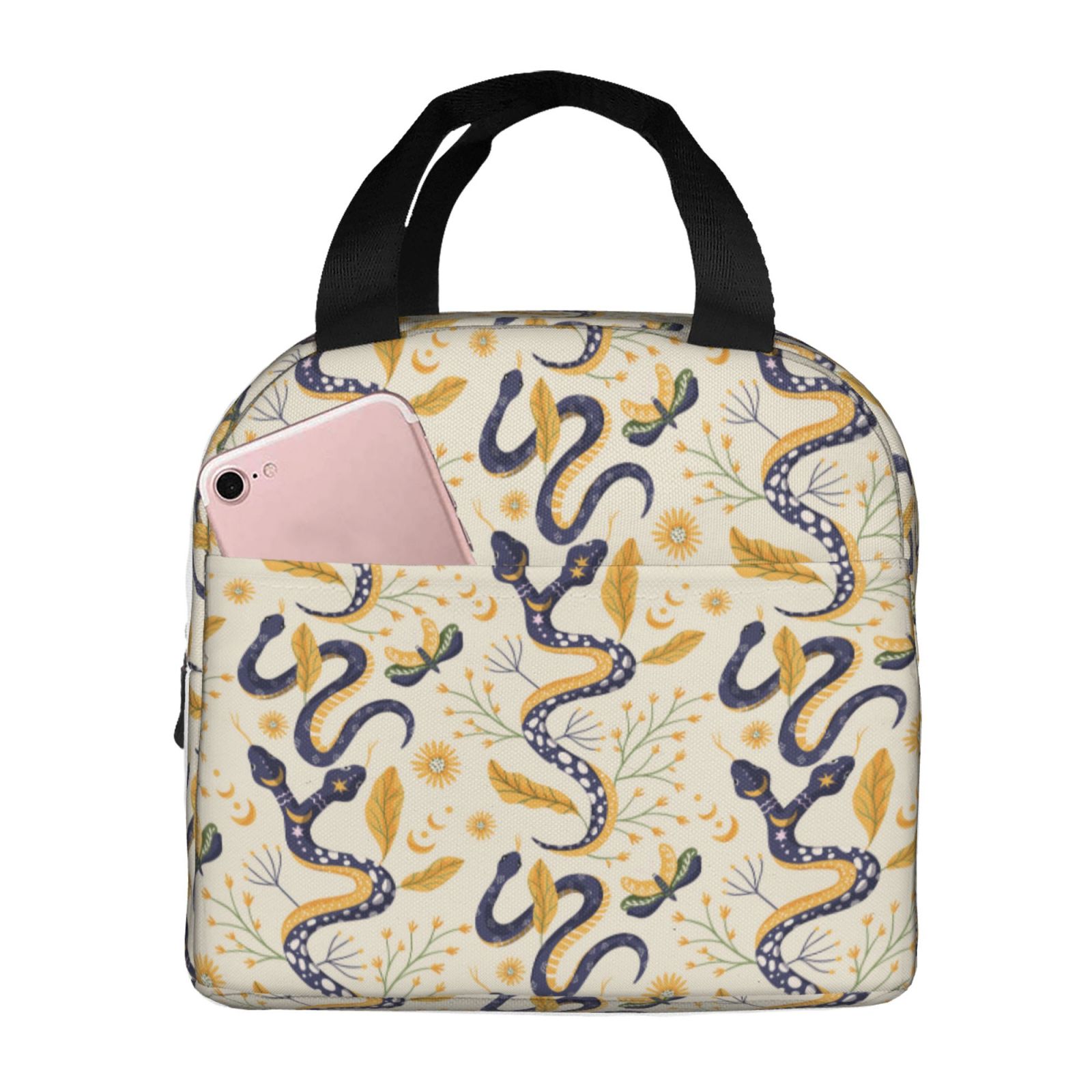 Disketp Snake And Floral Lunch Bag for Women Men, Leakproof Thermal ...