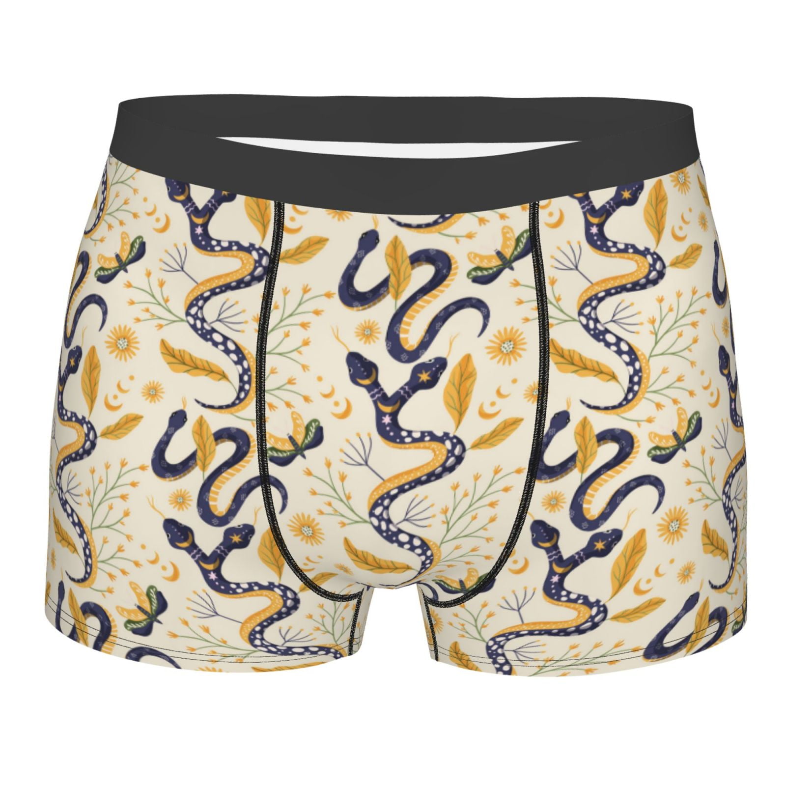 Disketp Snake And Floral Men's Boxer Briefs,Soft and Breathable Cotton ...