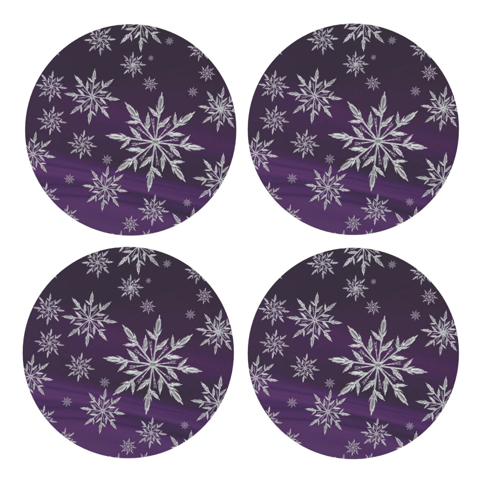 Disketp Snowflake Gradient Purple MDF Cork Coaster 4 Pcs - Absorbent ...