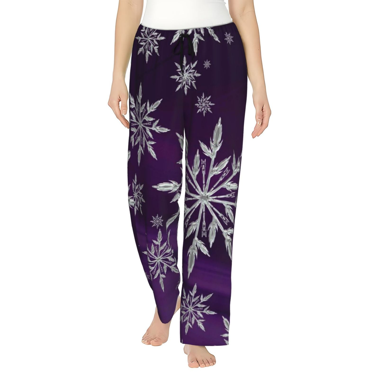 Disketp Snowflake Gradient Purple Print Women'S Comfy Pajama Pants ...