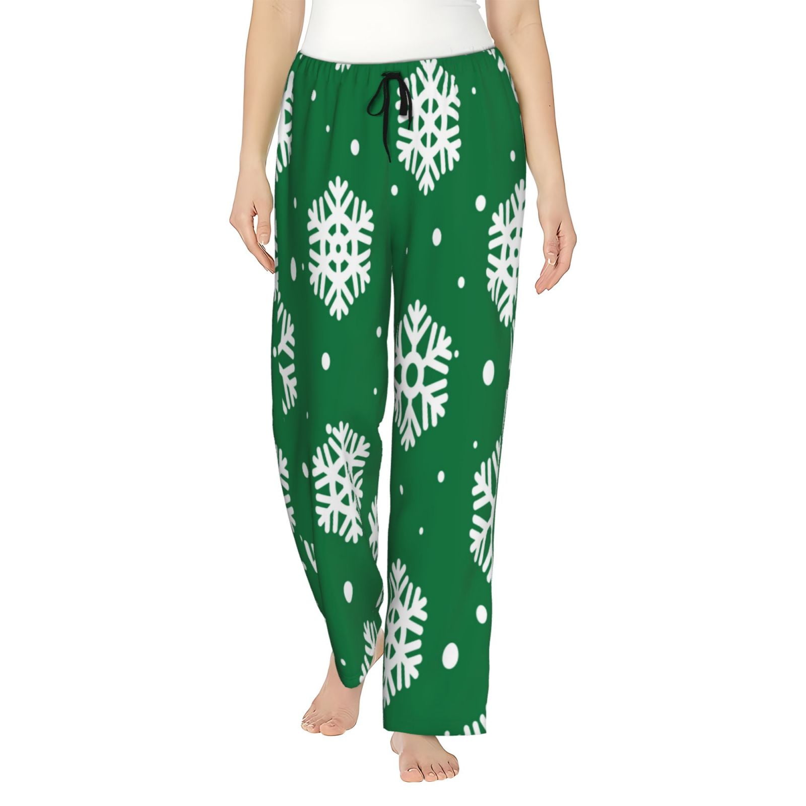 Disketp Snowflake Print Women'S Comfy Pajama Pants Casual Drawstring ...