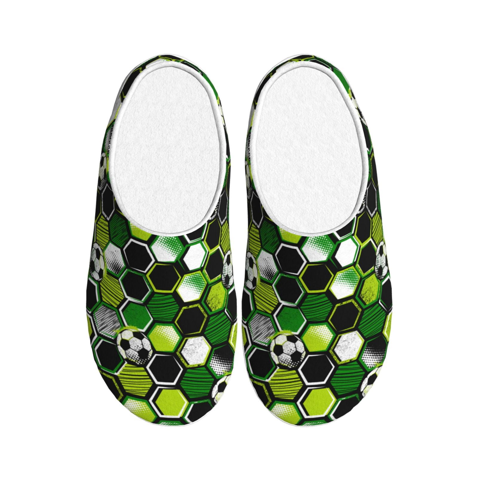 Disketp Soccer1 Women's Men's Slippers Plush Slip-On House Slipper for ...