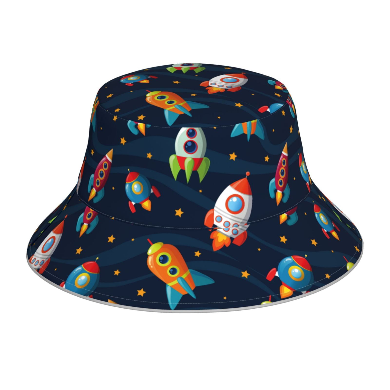Disketp Spaceships And Stars Print Reflective Bucket Hat Beach Hat ...