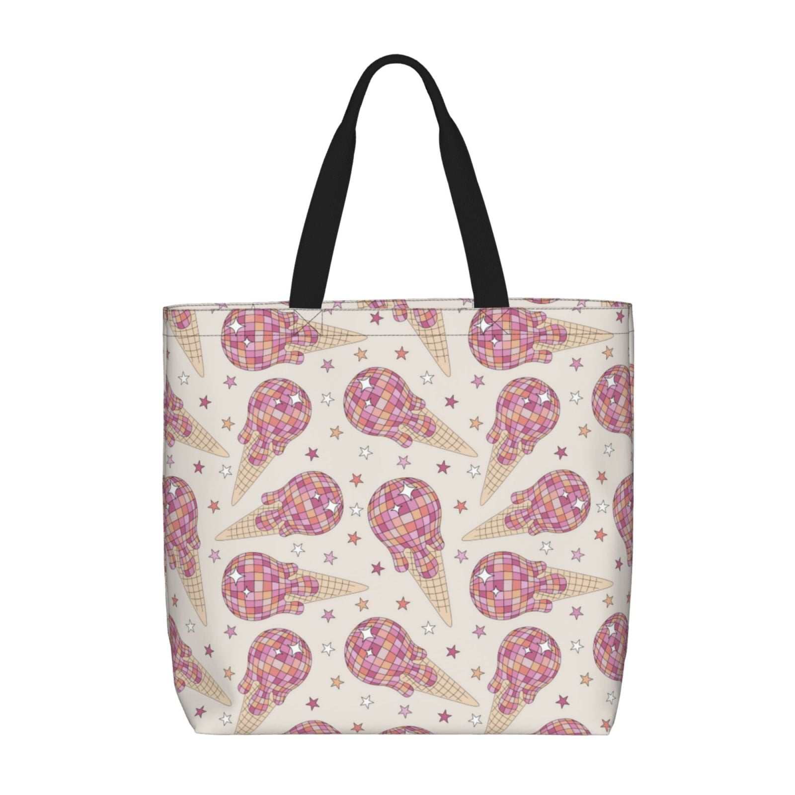 Disketp Sparkling Ice Cream Canvas Tote Bag,Women Shoulder Bag ...