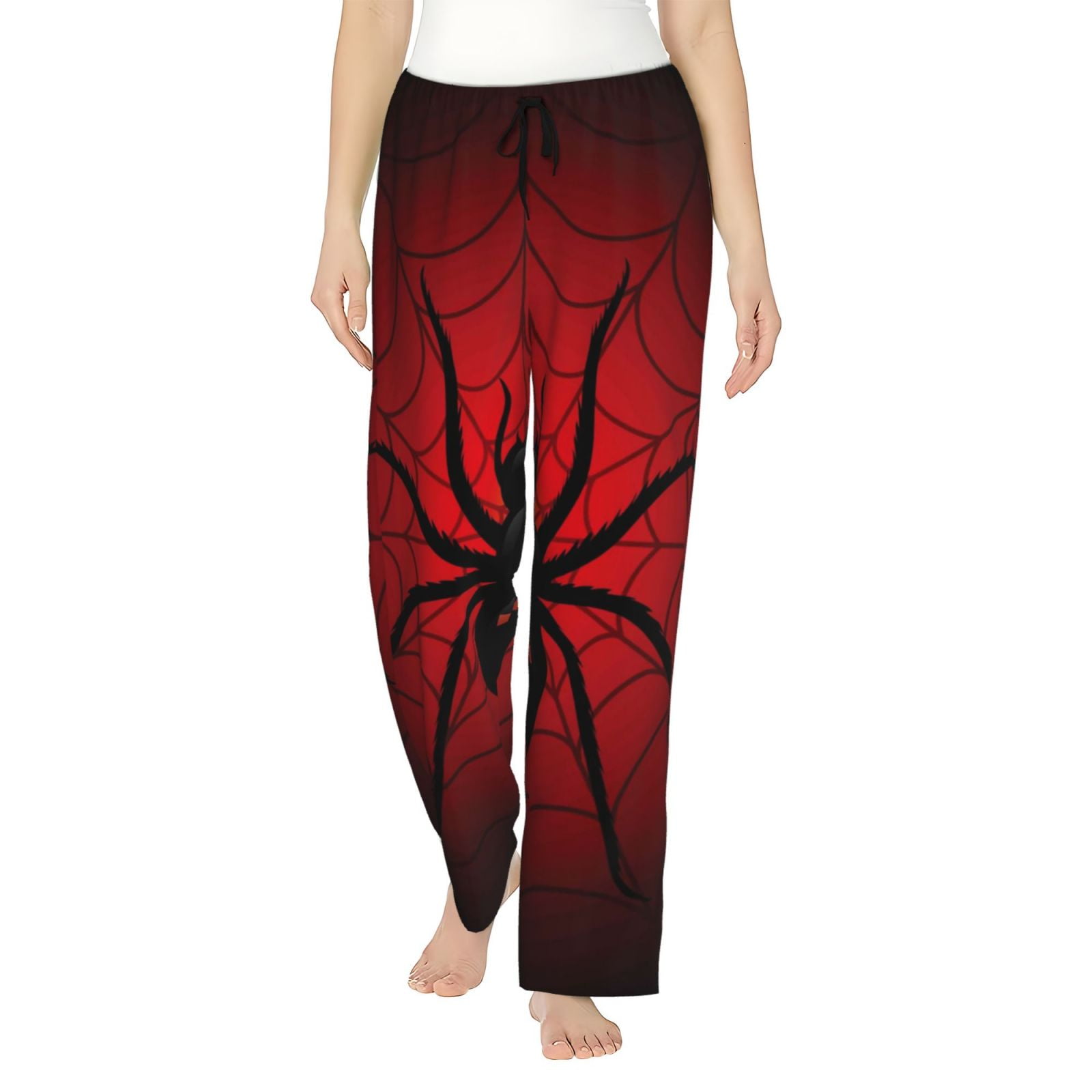 Disketp Spider On The Web Print Women'S Comfy Pajama Pants Casual ...