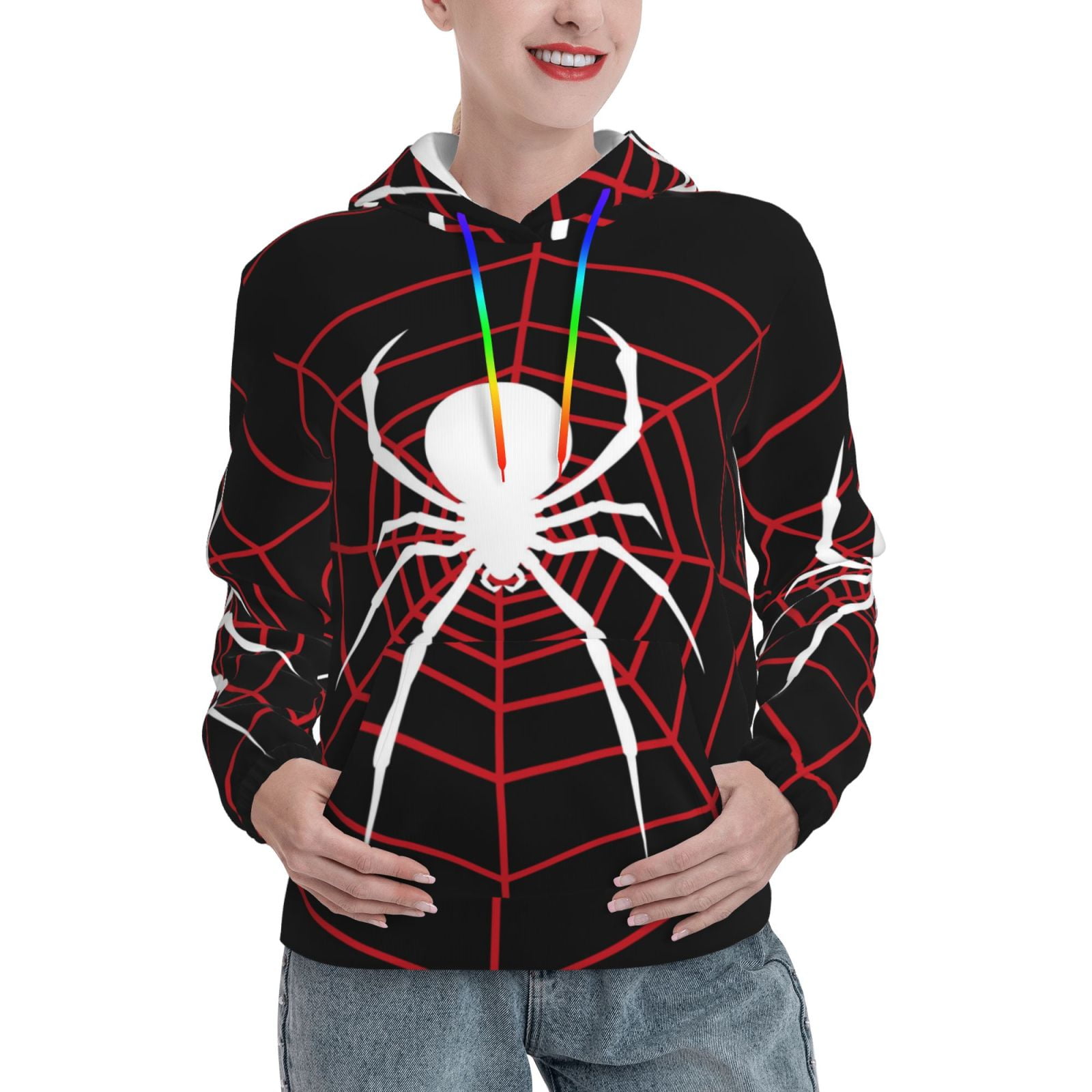 Disketp Spider On The Web Womens Casual Hoodies Crew Neck Long Sleeve ...
