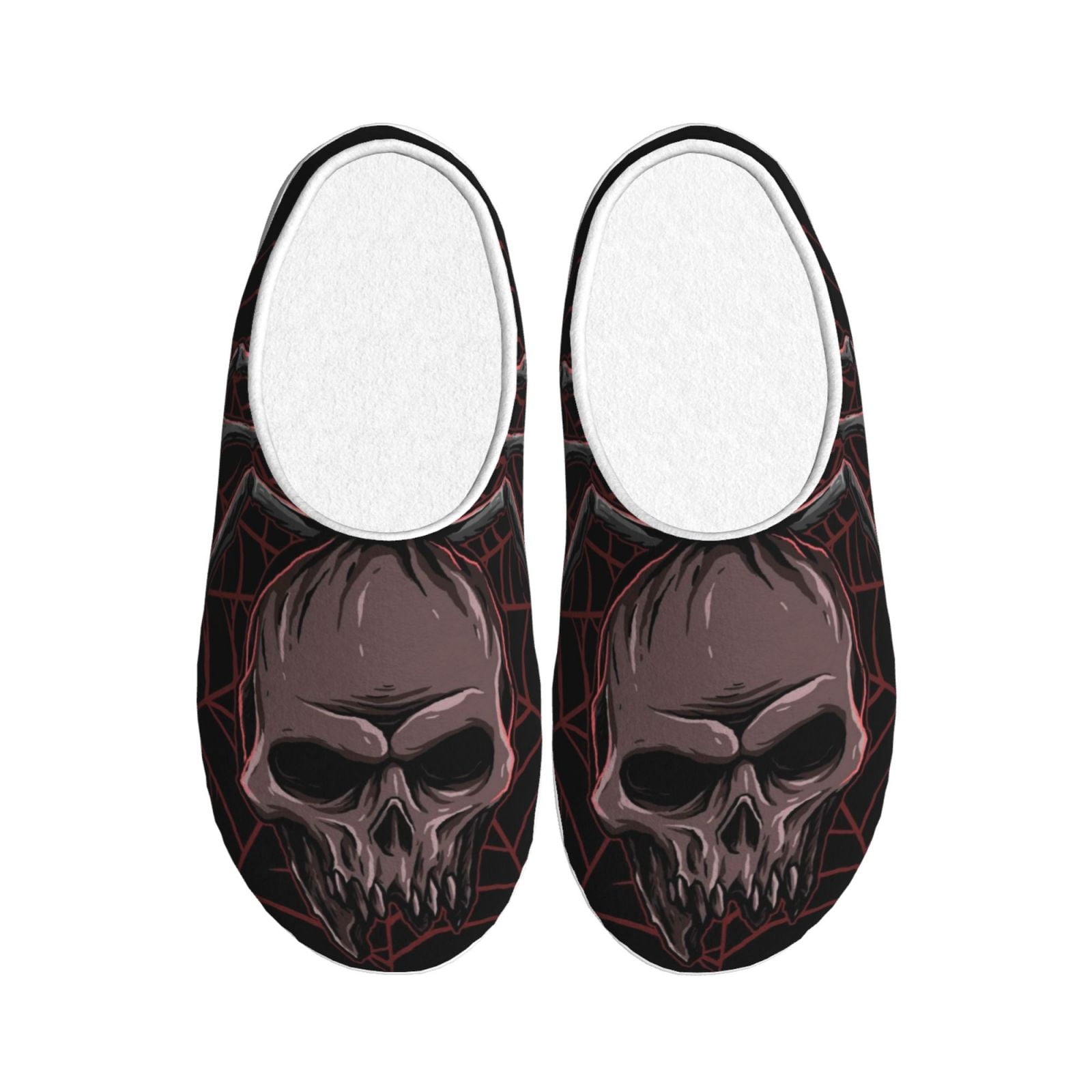 Disketp Spider with Skull Women's Men's Slippers Plush Slip-On House ...