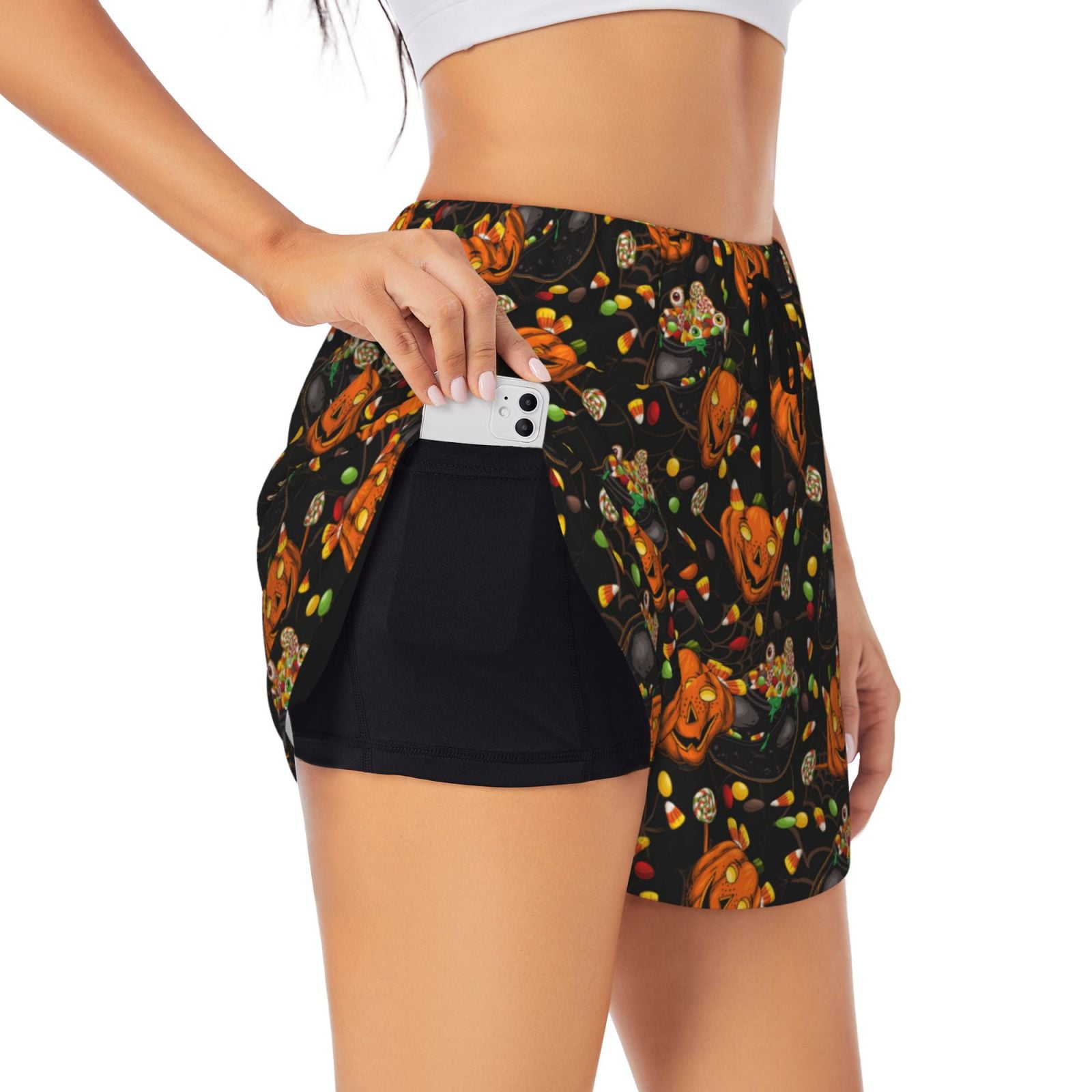 Disketp Spooky Sweets Women's Shorts Workout Shorts for Athletic Gym ...