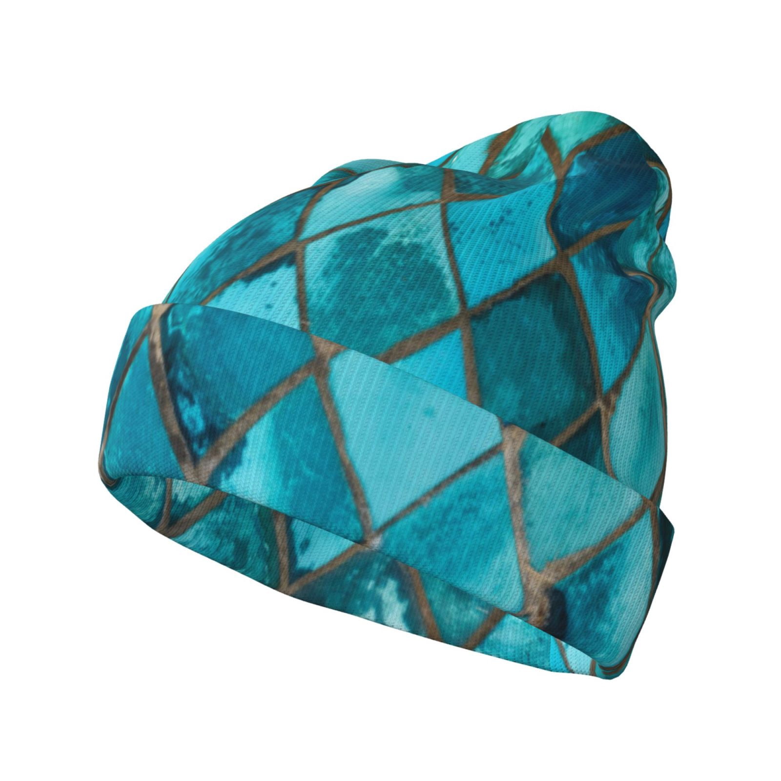 Disketp Square Glass Mosaic Winter Beanie for Men Women Beanie Knit Hat ...
