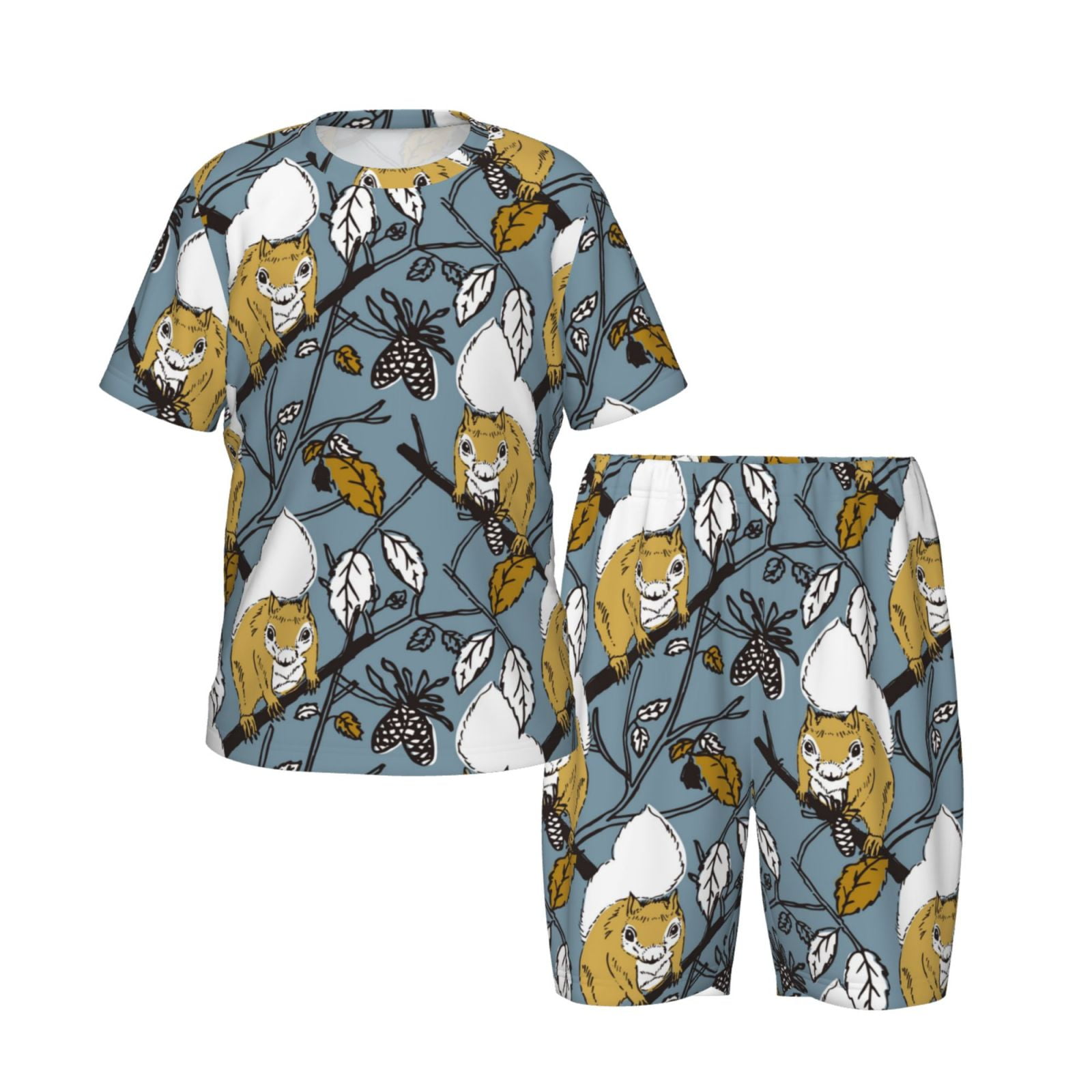 Disketp Squirrel And Leaves for Kids Short Sleeve Pajamas Kids Summer ...