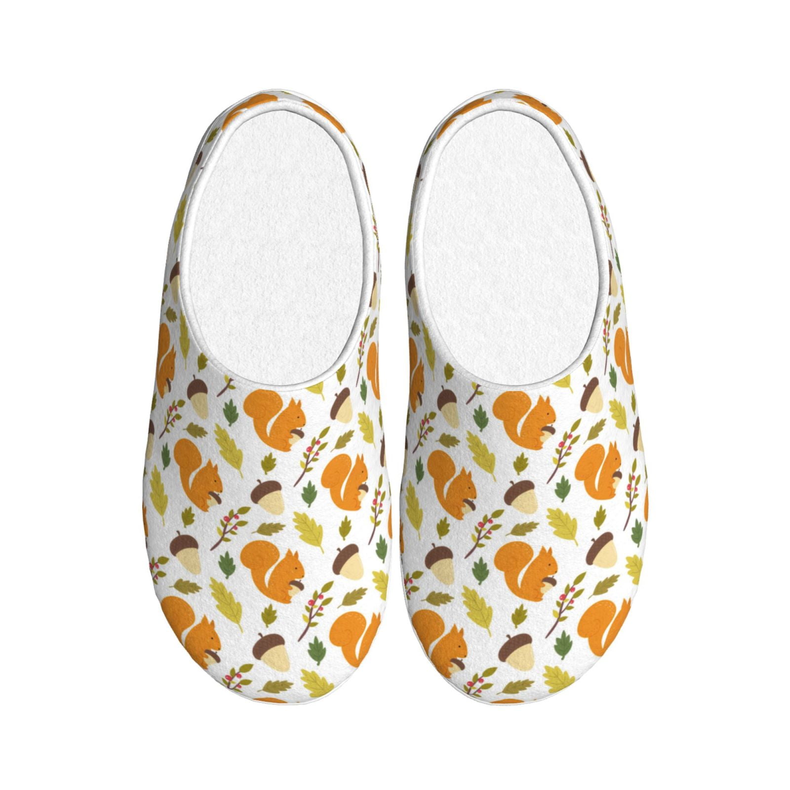 Disketp Squirrel Eating Nuts Women's Men's Slippers Plush Slip-On House ...
