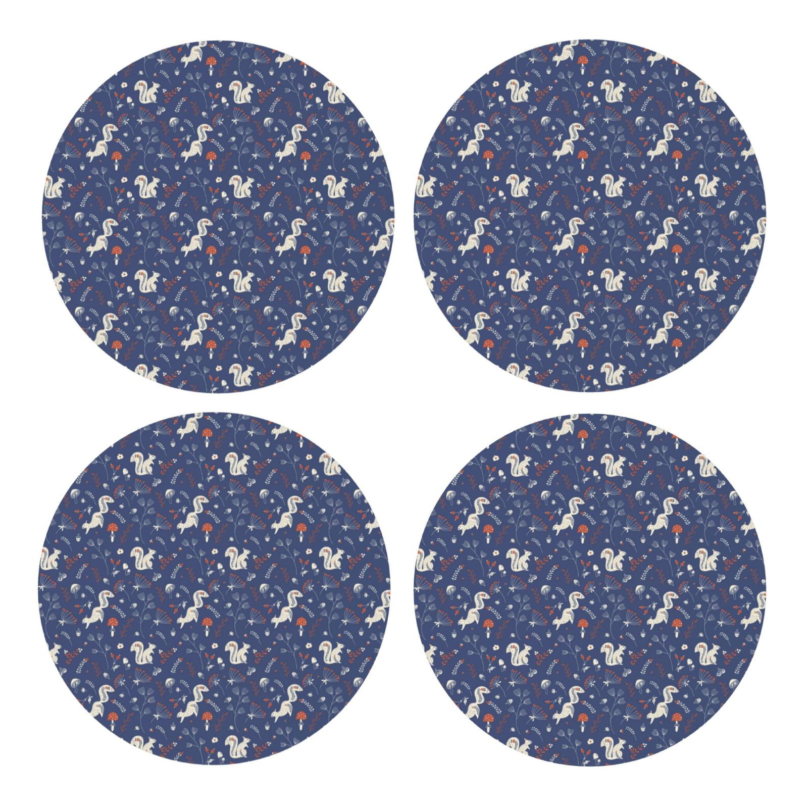 Disketp Squirrel Flower MDF Cork Coaster 4 Pcs - Absorbent Beverage ...