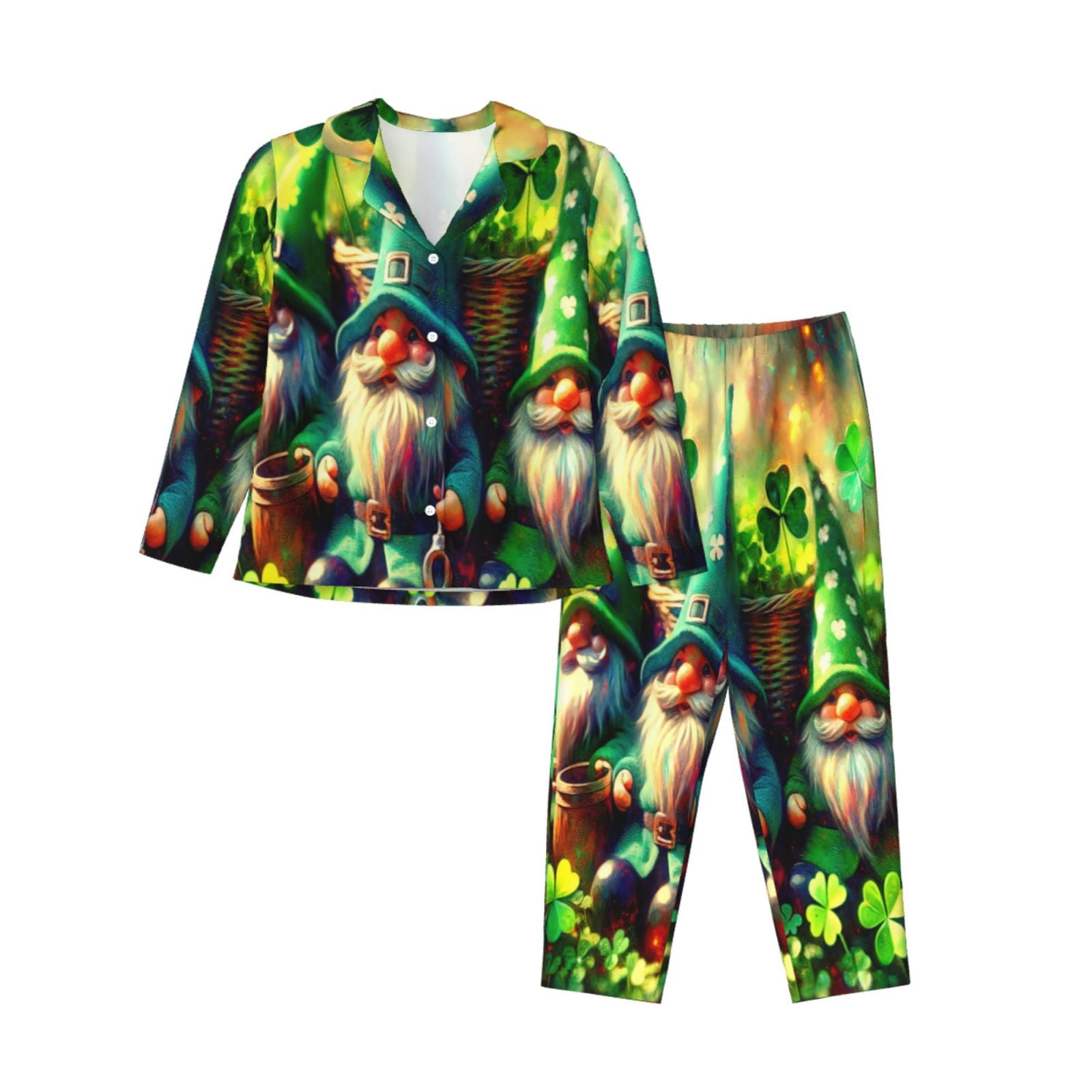 Disketp St. Patrick's Day USA Flag Pajamas Set Long Sleeve Sleepwear ...