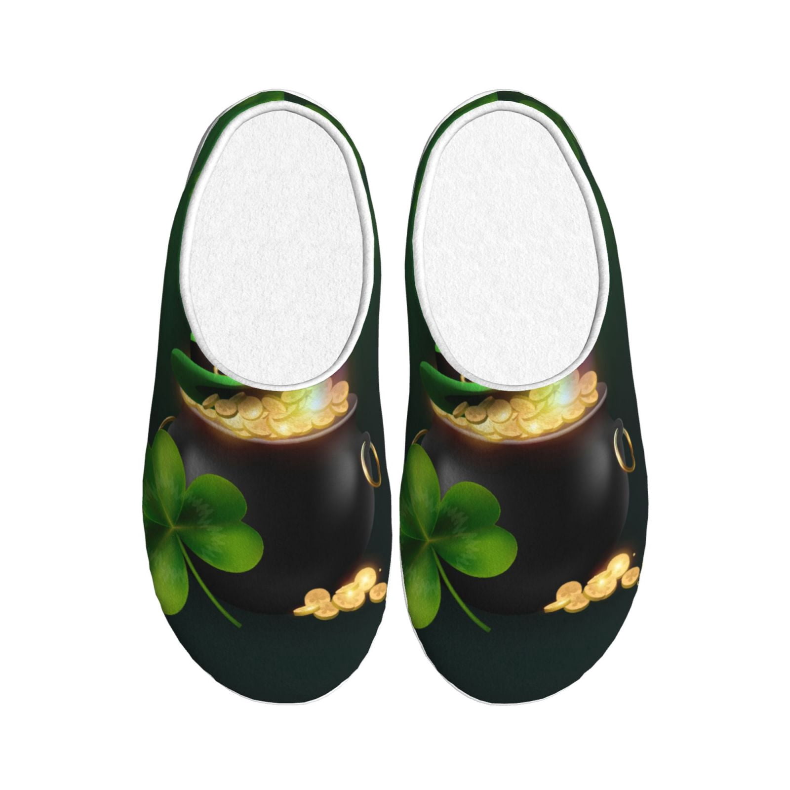 Disketp St. Patrick's Day4 Women's Men's Slippers Plush Slip-On House ...